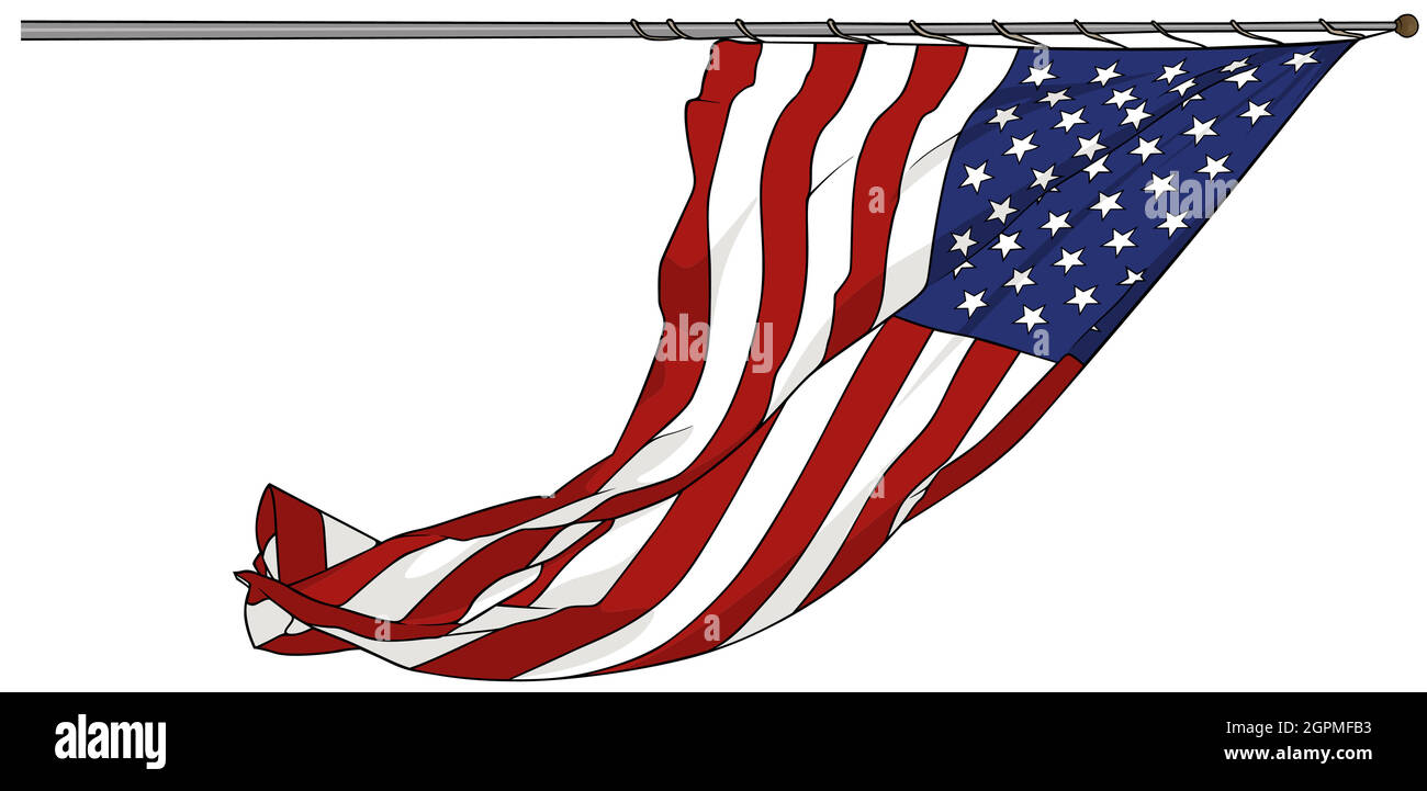 Waving American Flag Outline