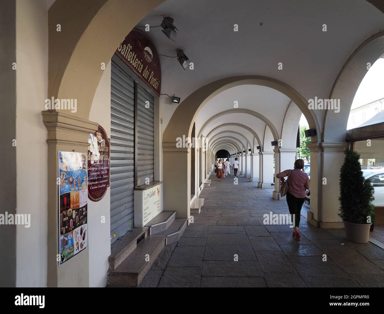 SAN MAURO, ITALY - CIRCA JULY 2021: colonnade portico in the city ...