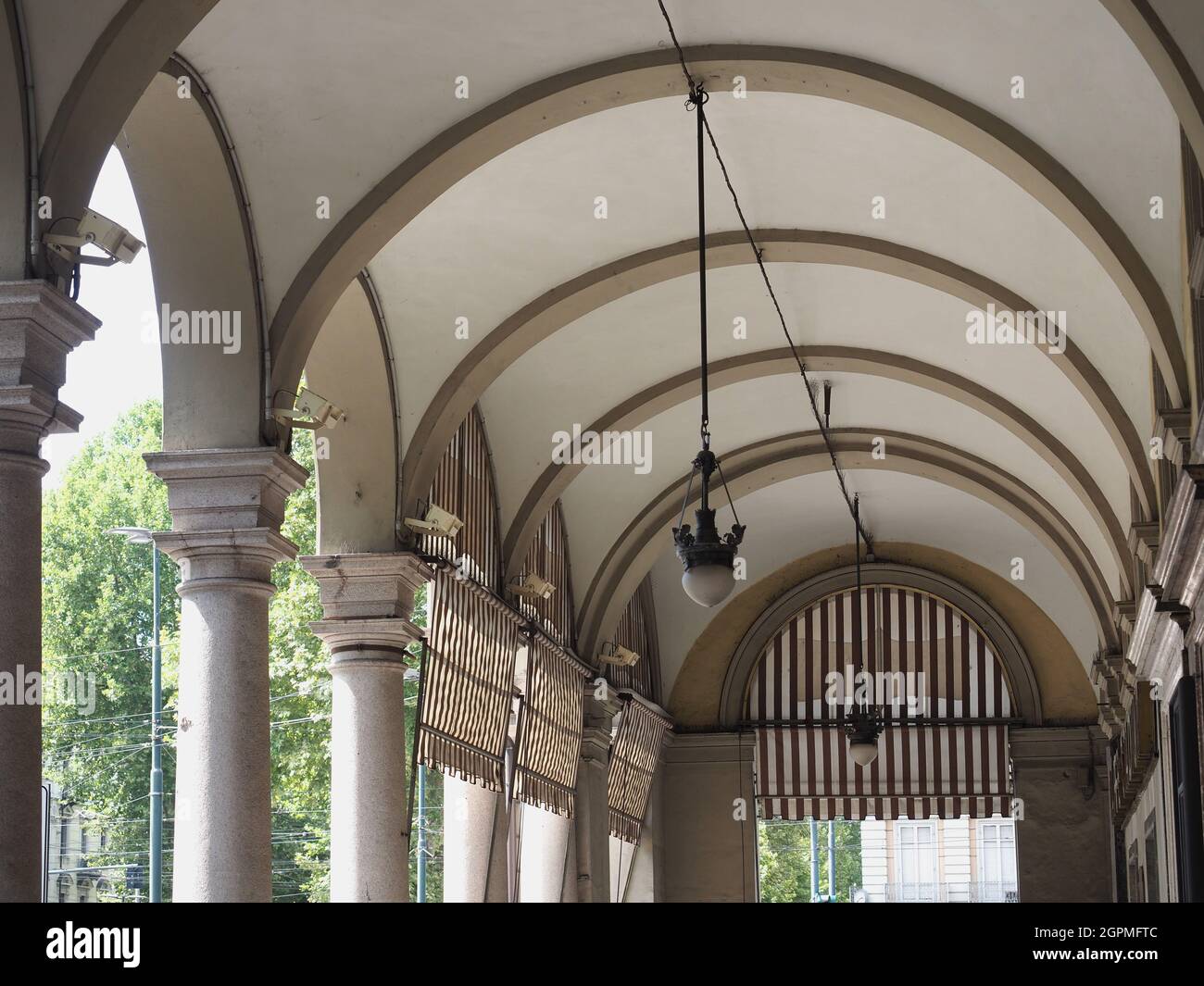 ancient neoclassical porch with vaulted ceiling and columns Stock Photo ...
