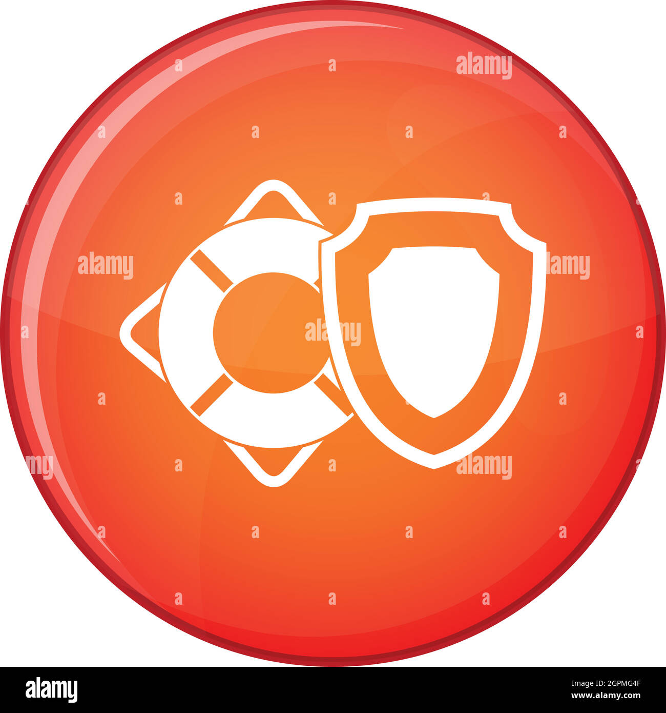 Lifebuoy and safety shield icon, flat style Stock Vector Image & Art ...