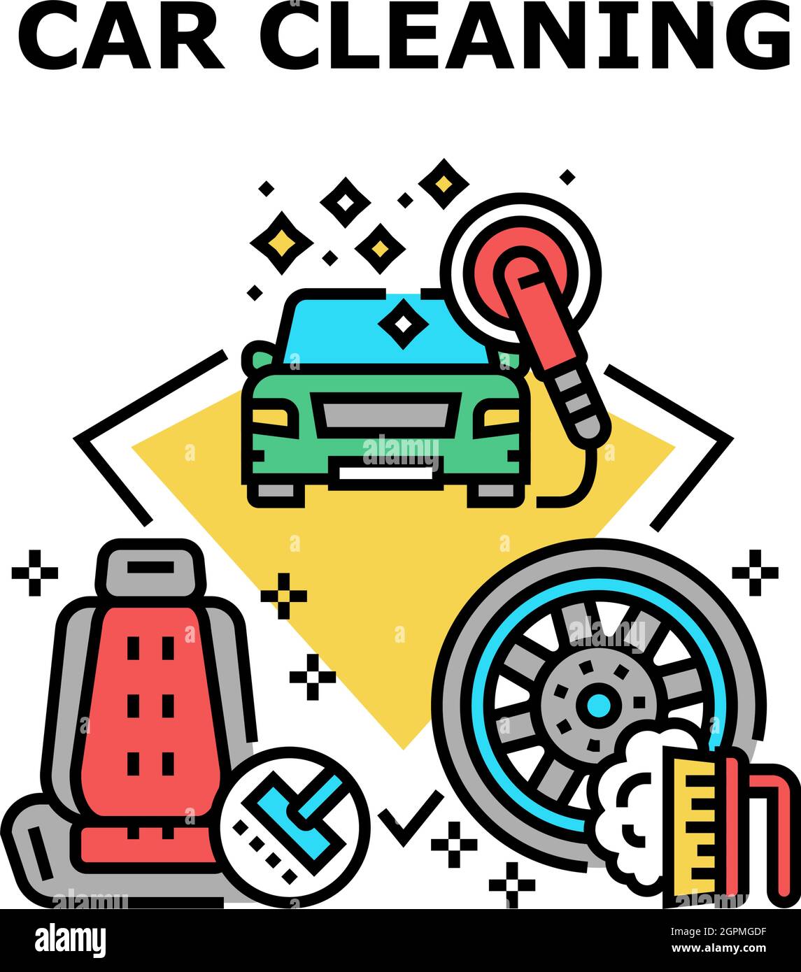 Car engine washing illustration Cut Out Stock Images & Pictures - Alamy