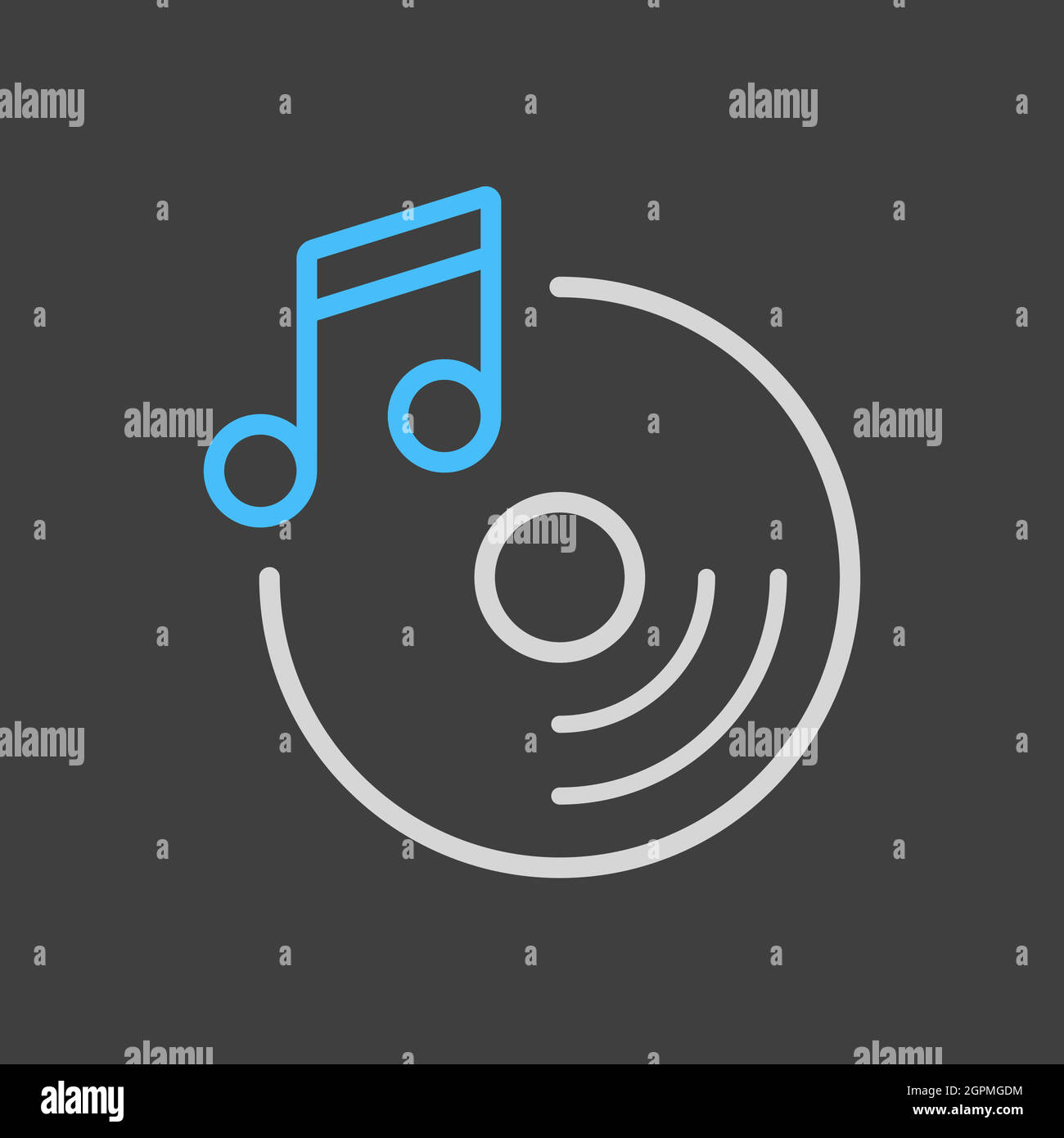 Disc and music note vector icon on dark background Stock Vector Image ...