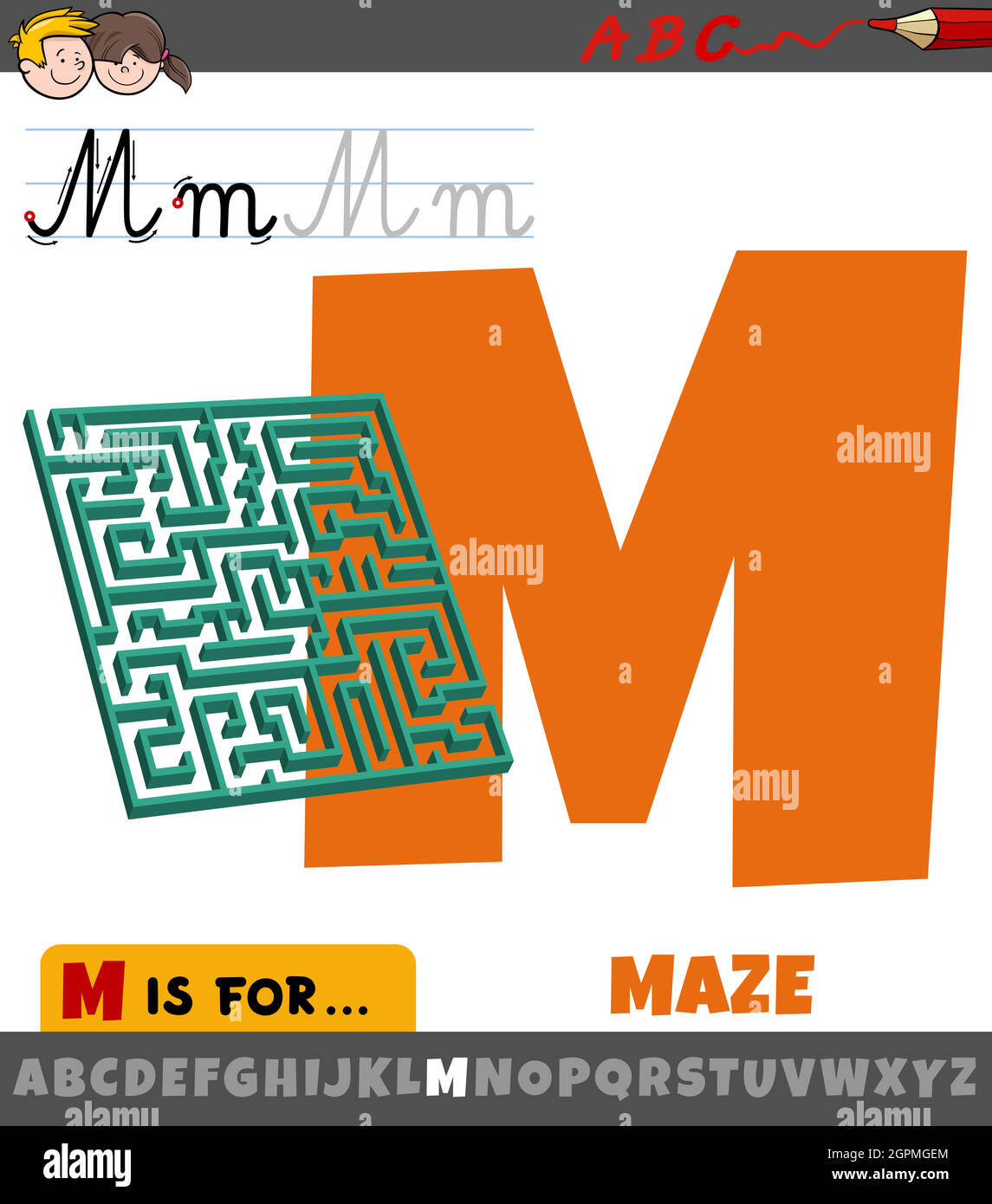 letter M from alphabet with maze object Stock Vector Image & Art - Alamy