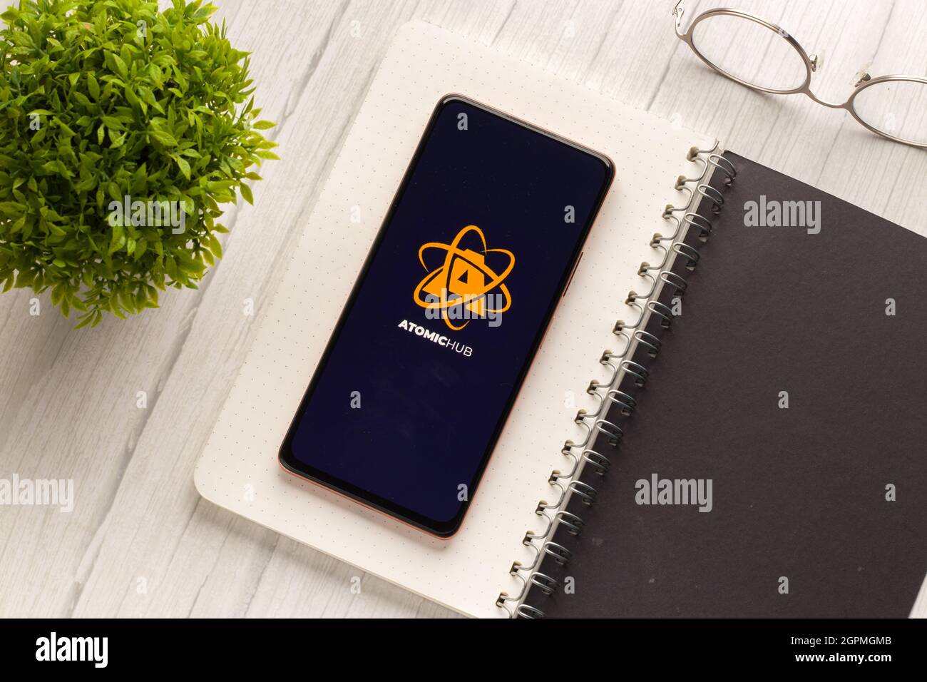 West Bangal, India - September 28, 2021 : Atomichub logo on phone ...