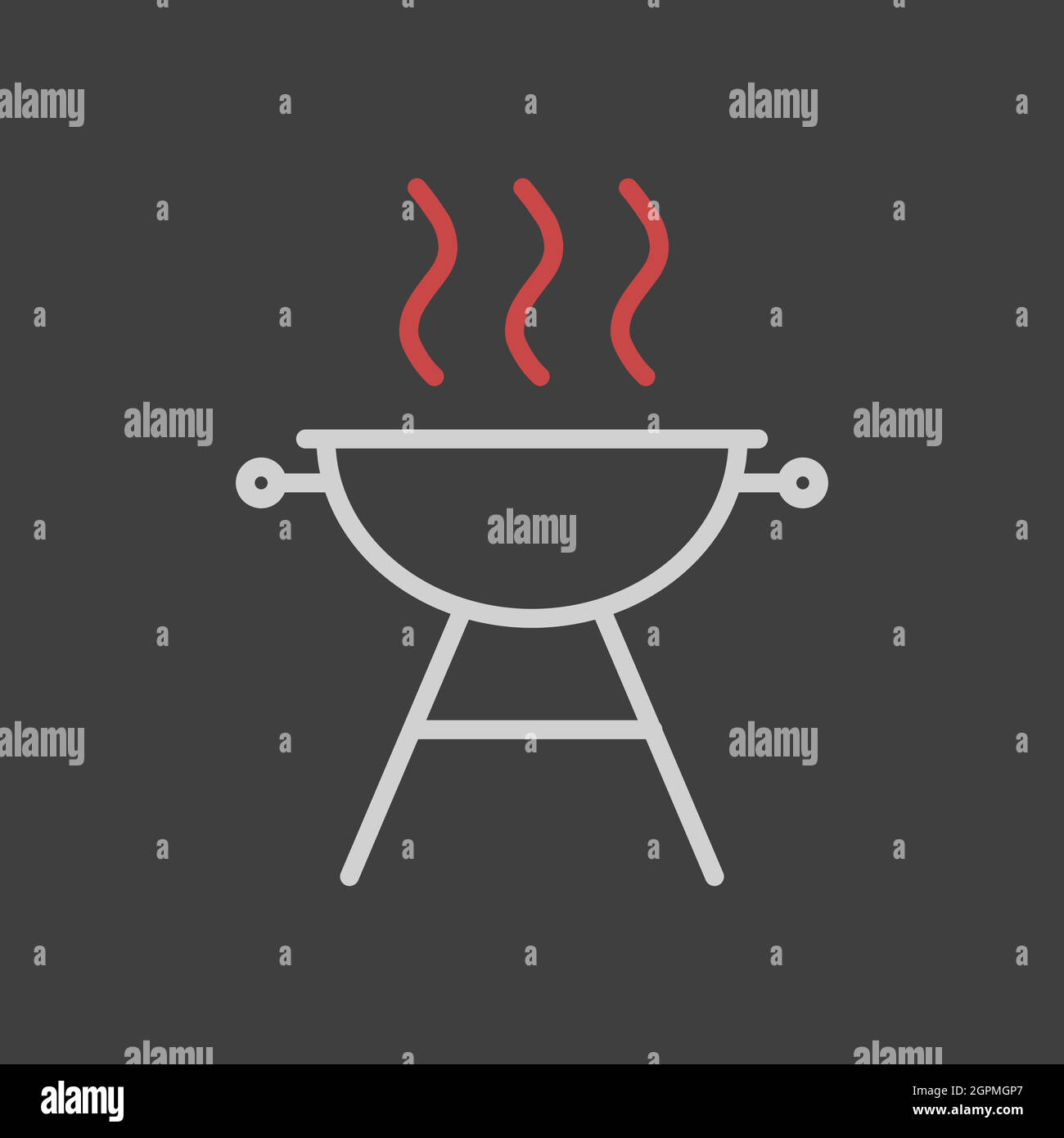 Grill BBQ cookout vector icon on dark background Stock Vector Image ...