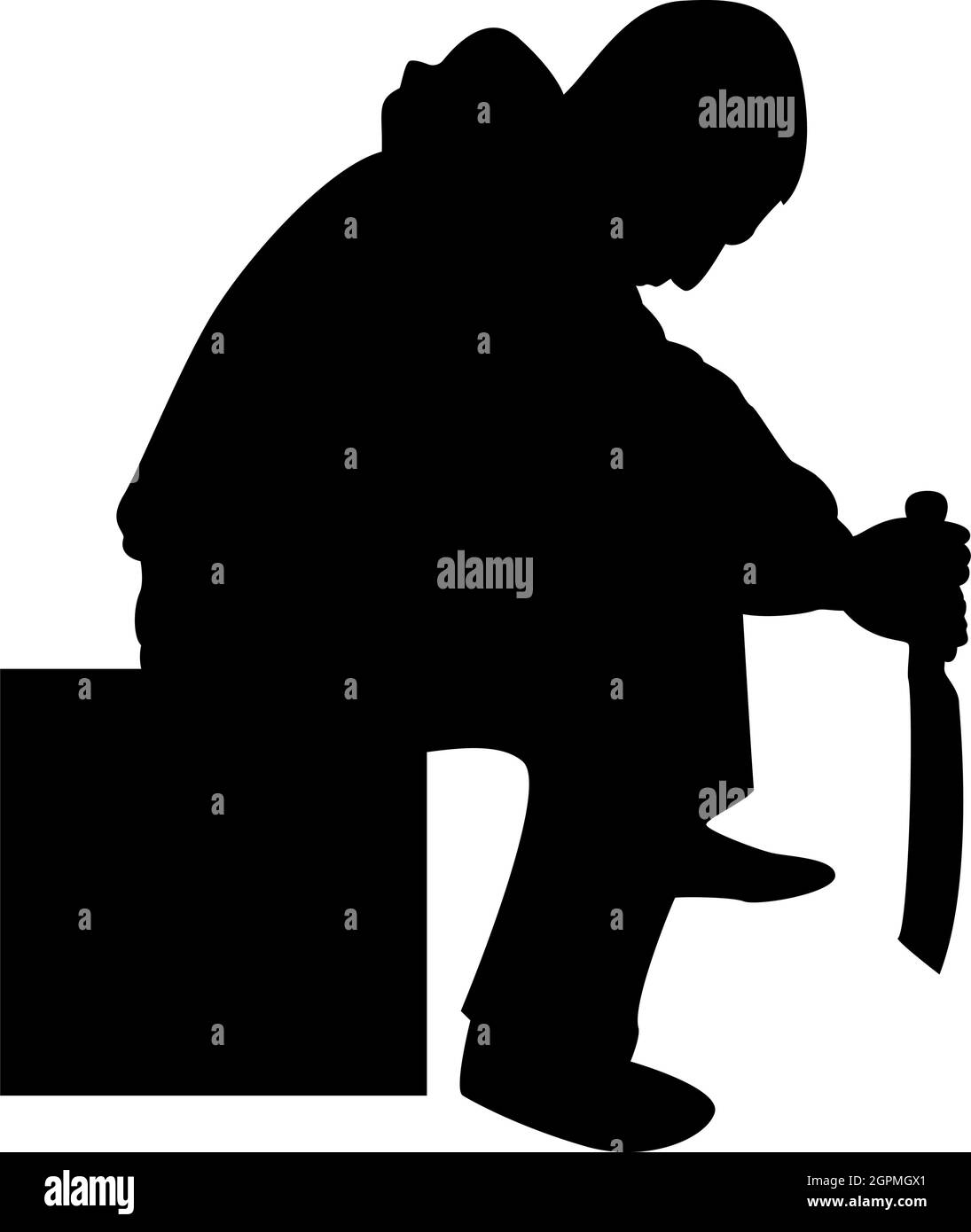 Man with hand in box Black and White Stock Photos & Images - Alamy