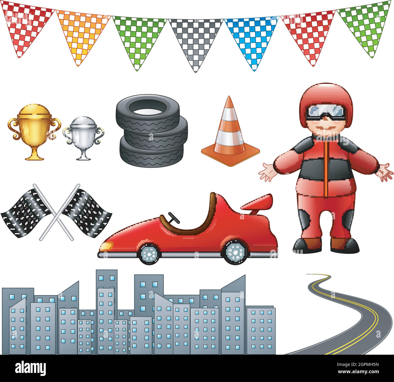 Child on racing car white background Stock Vector Images - Alamy