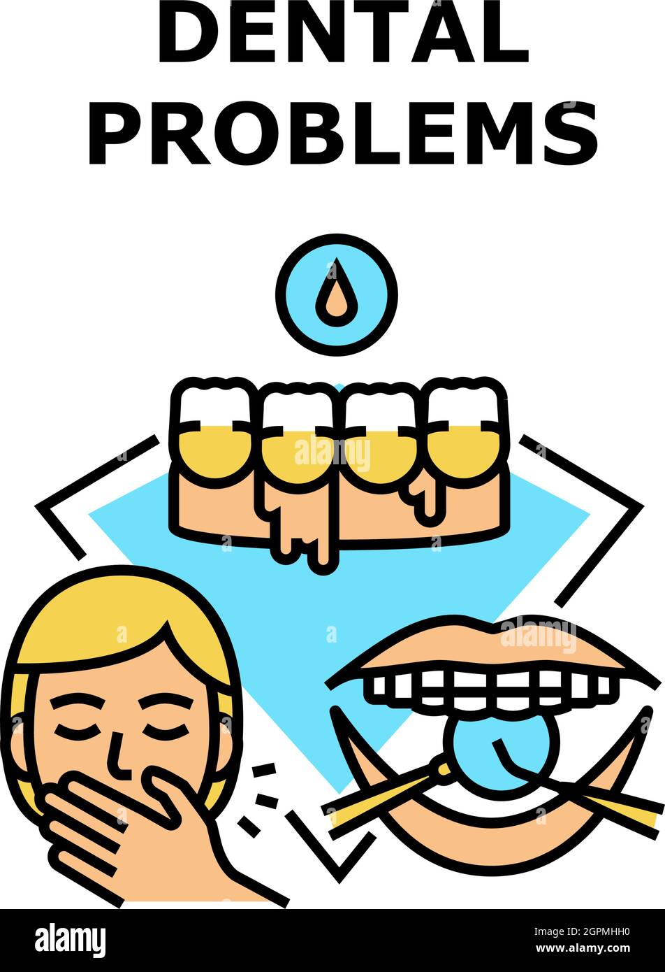 Dental Problems Vector Concept Color Illustration Stock Vector Image ...