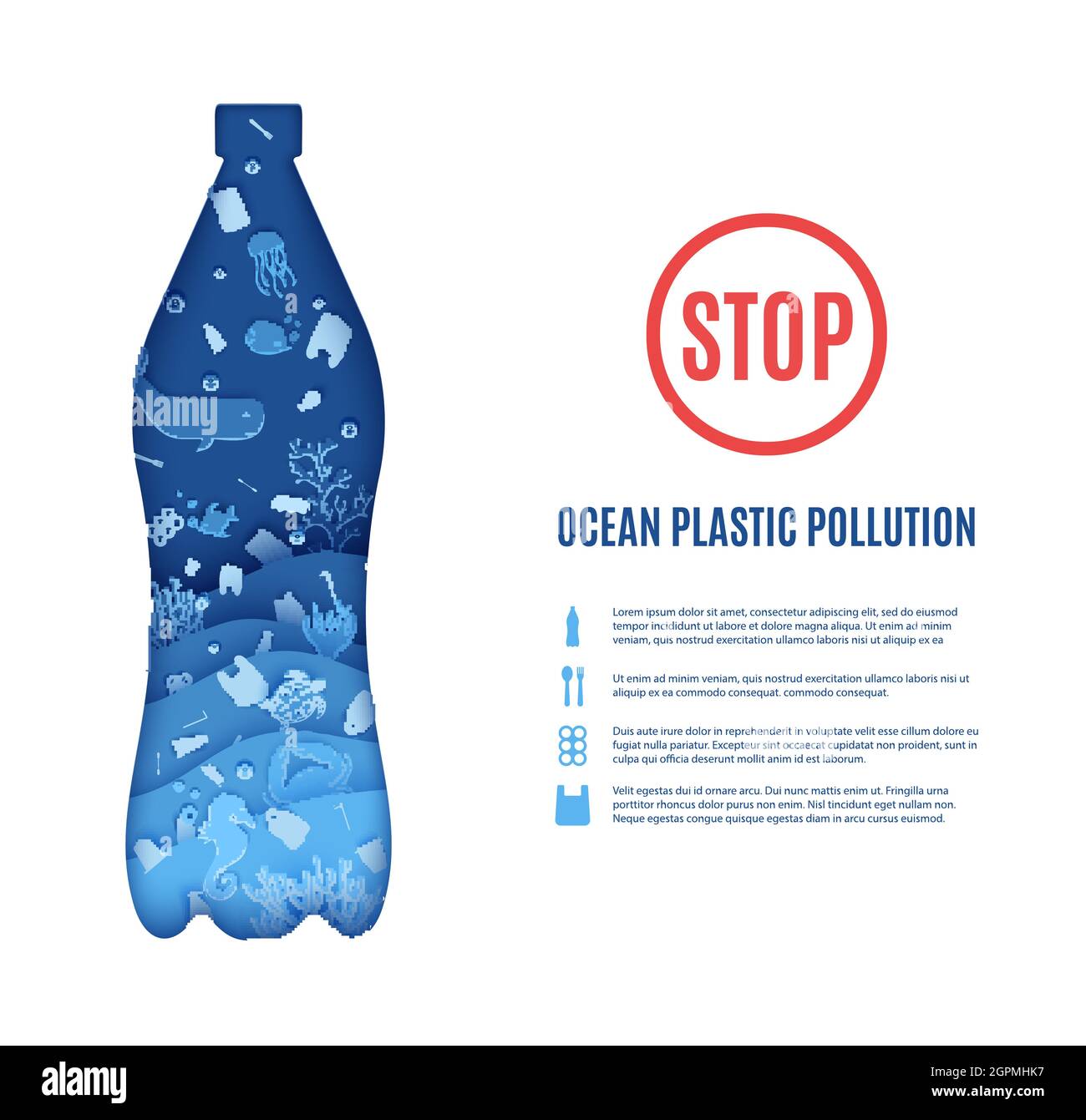 Stop Ocean Plastic Pollution Banner Design Template I