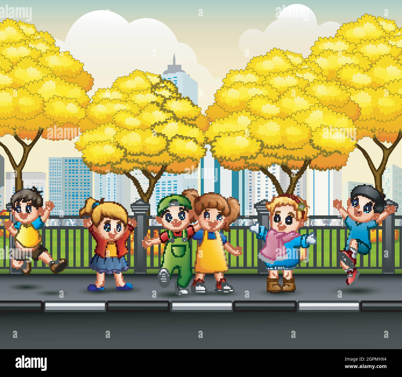 City park tree children Stock Vector Images - Alamy