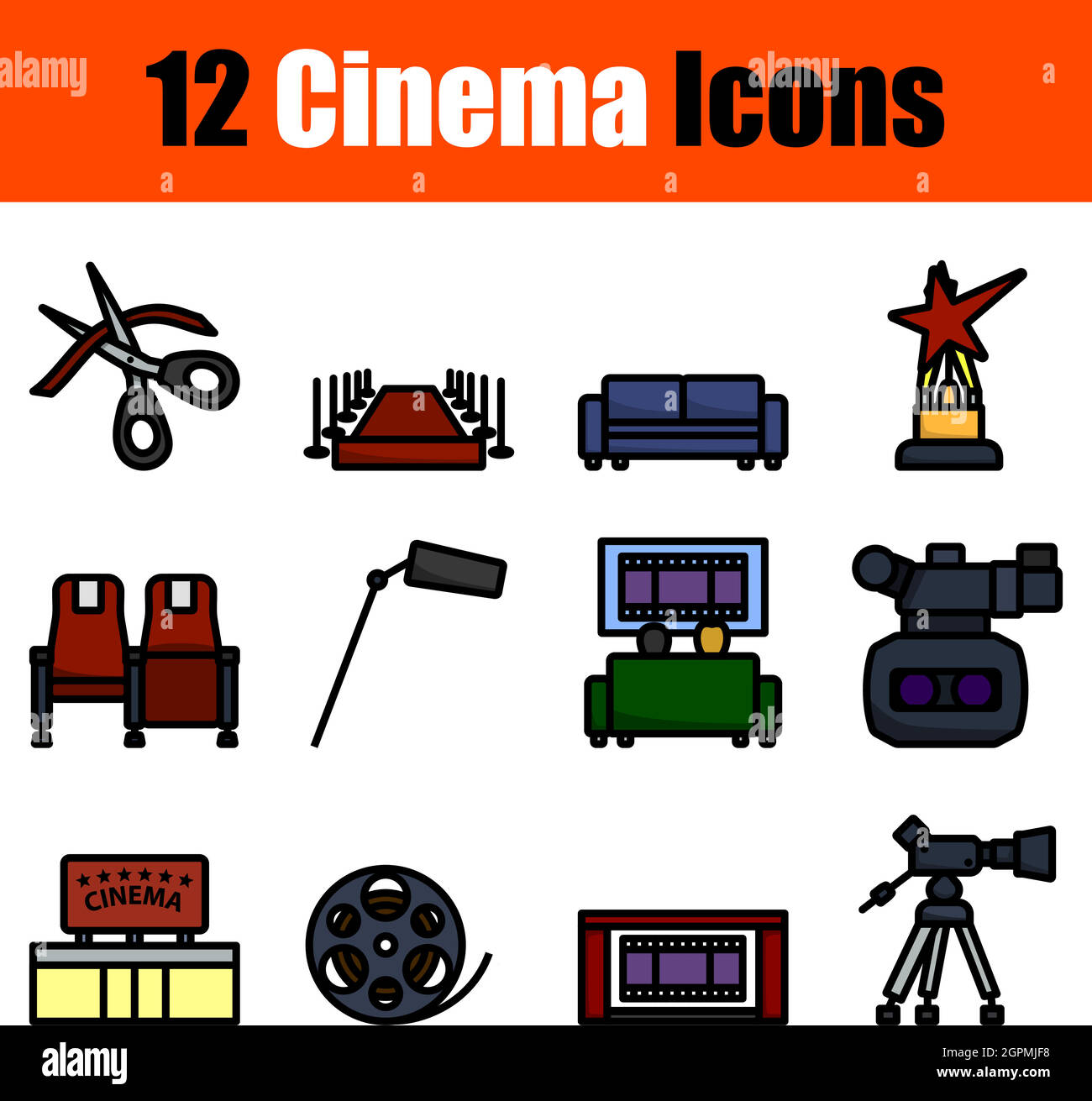 Cinema Icon Set Stock Vector Image & Art - Alamy