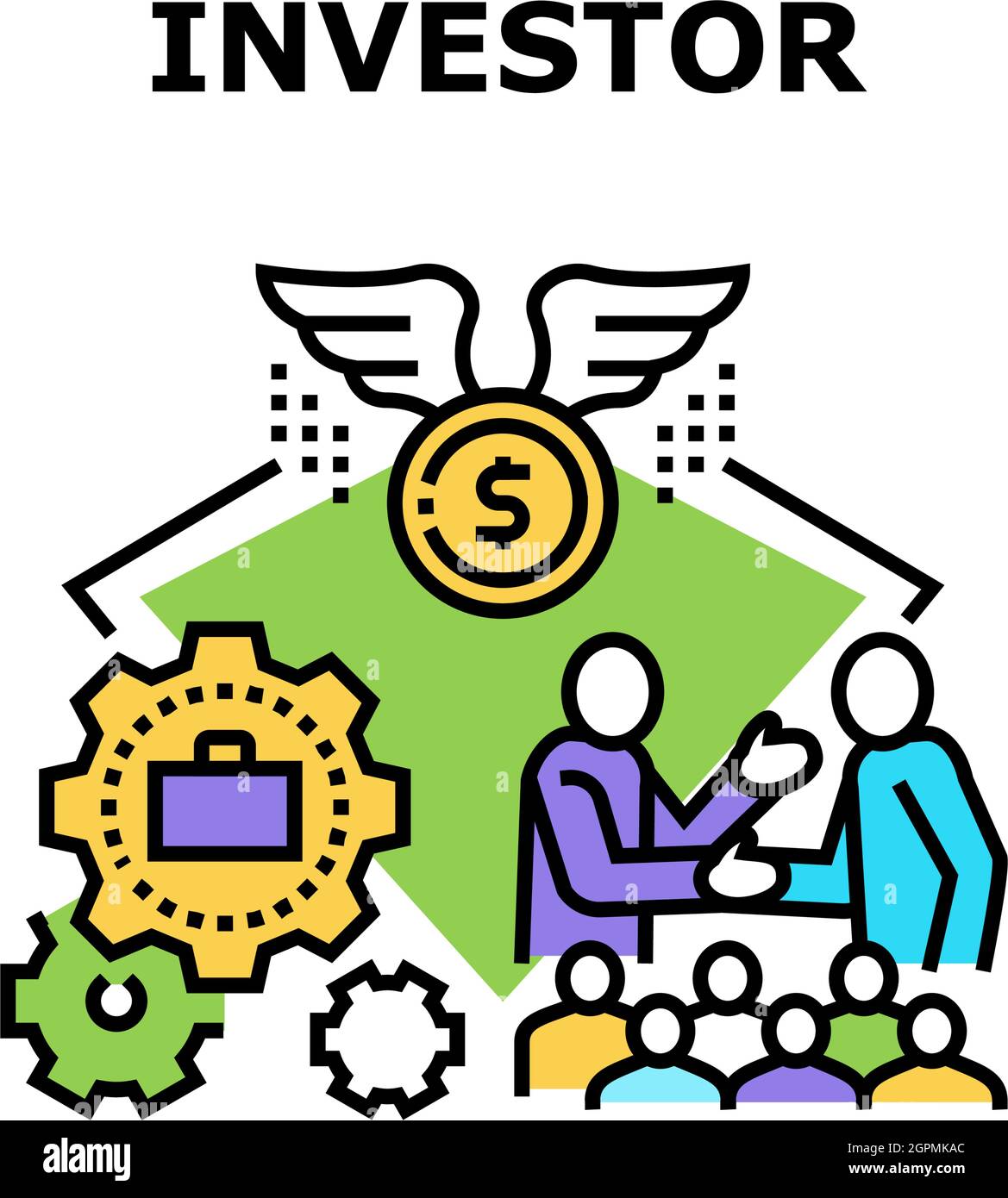 Investor Businessman Concept Color Illustration Stock Vector Image ...