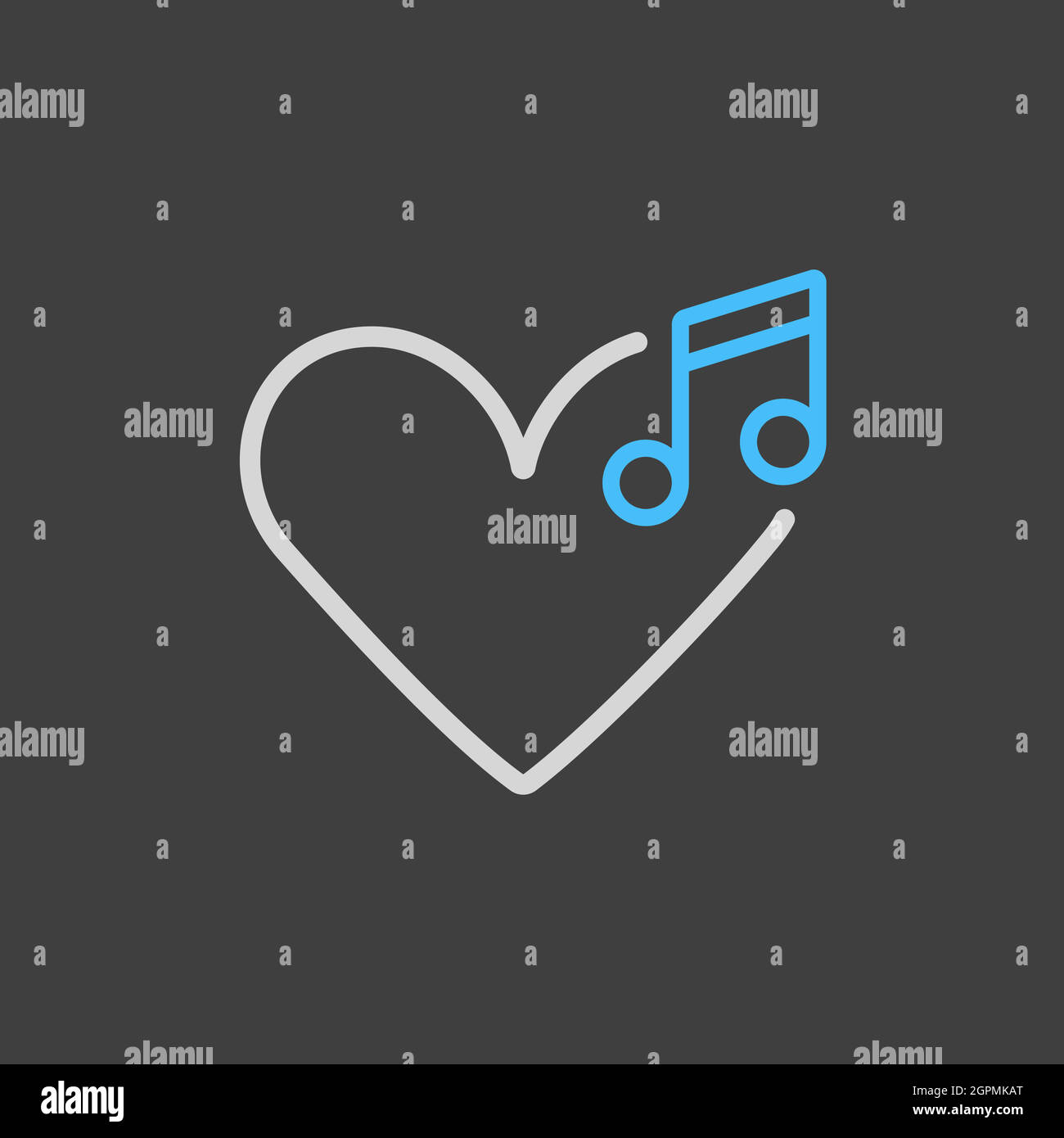 Like music vector icon on dark background. Musical note sign Stock ...