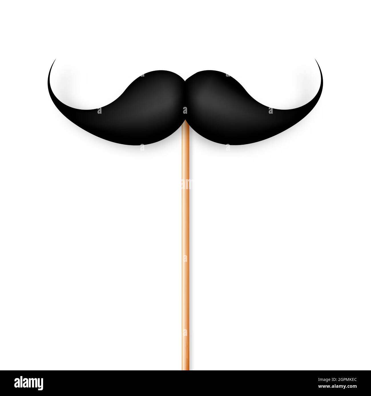 Realistic black mustache on a wooden stick. Fake paper mustache ...