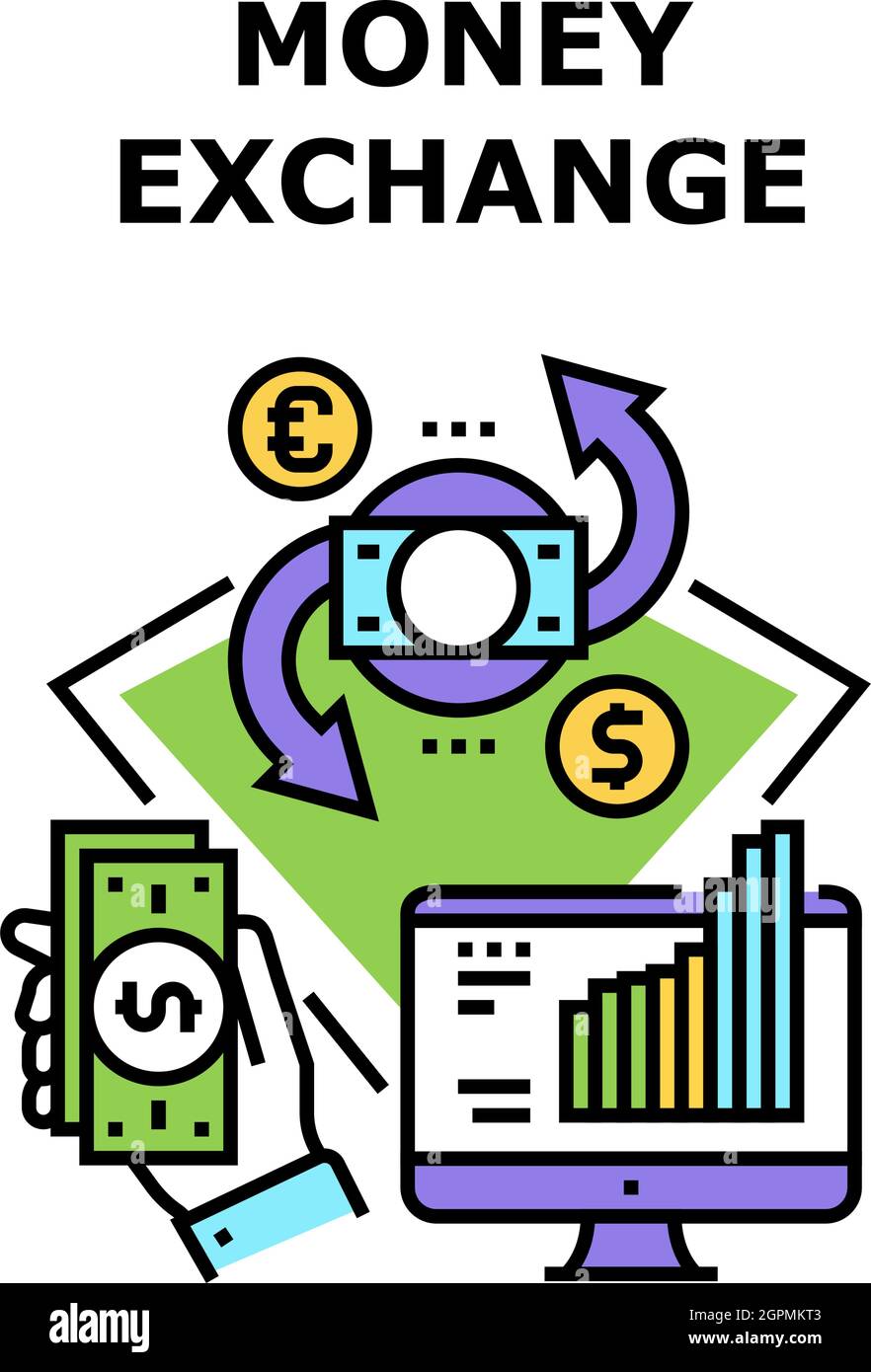 Money Exchange Vector Concept Color Illustration Stock Vector Image ...