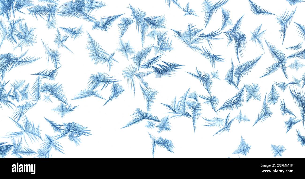 Beautiful frost patterns in the ice feather shape on frozen window as a ...