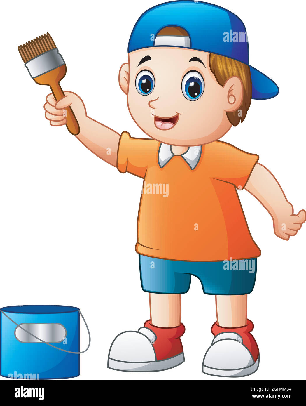 Little boy painting with paint brush Stock Vector Image & Art - Alamy