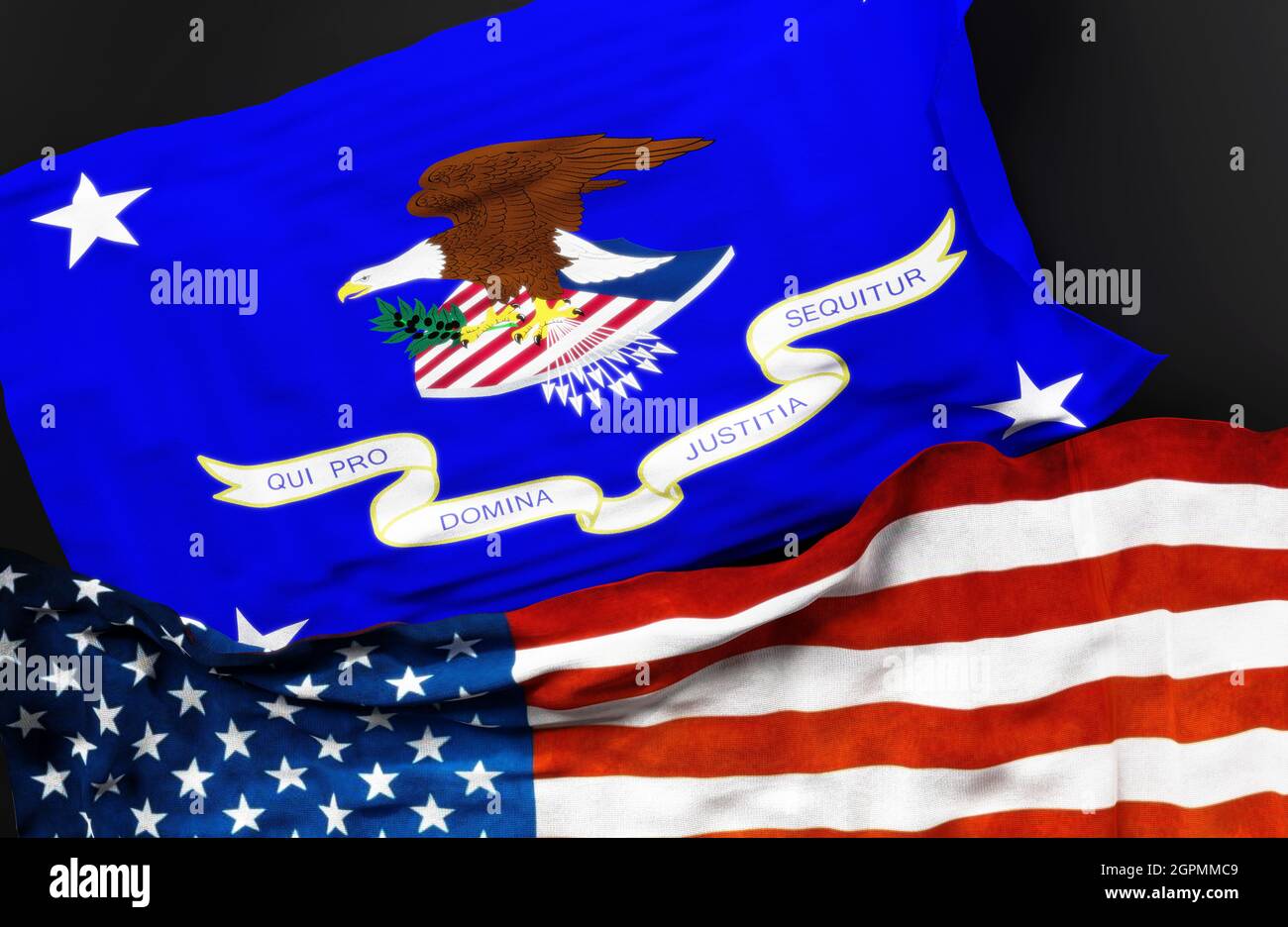 Flag of the United States Attorney General along with a flag of the ...