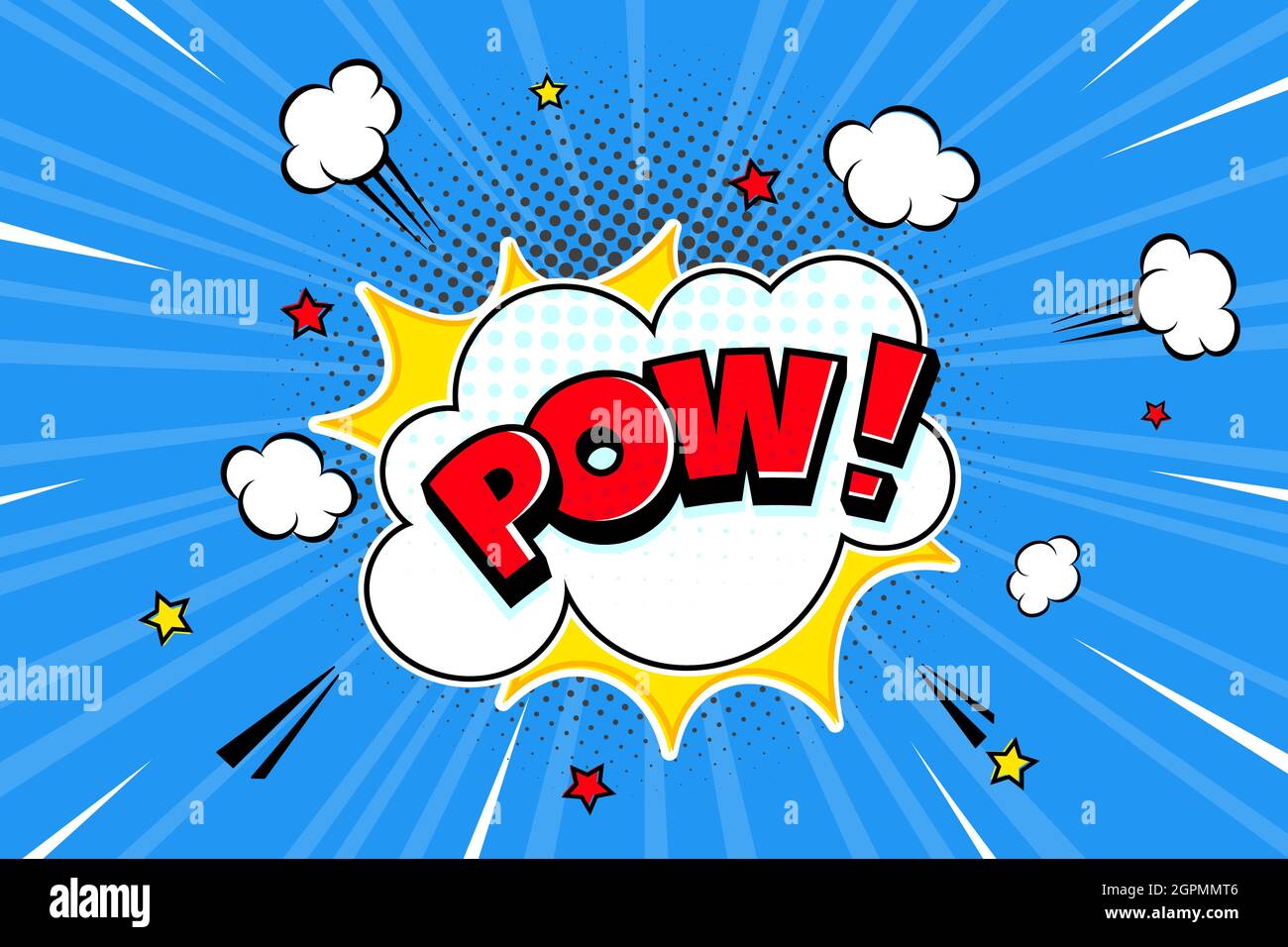 Pow comic speech bubble halftone shadow text expression retro comic style flat design Stock ...