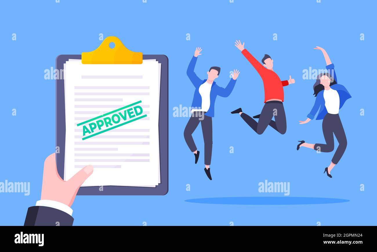 Job or university acceptance approve letter with paper sheets document ...