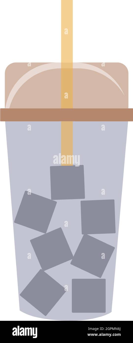 Cold drink in plastic glass vector icon on white Stock Vector Image ...
