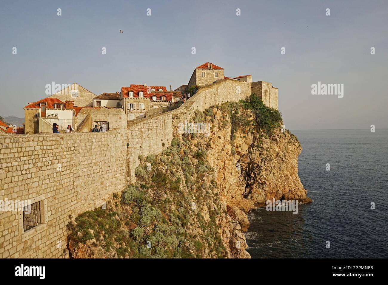 Exterior architecture of old city walls and landscape, southern Croatia ...