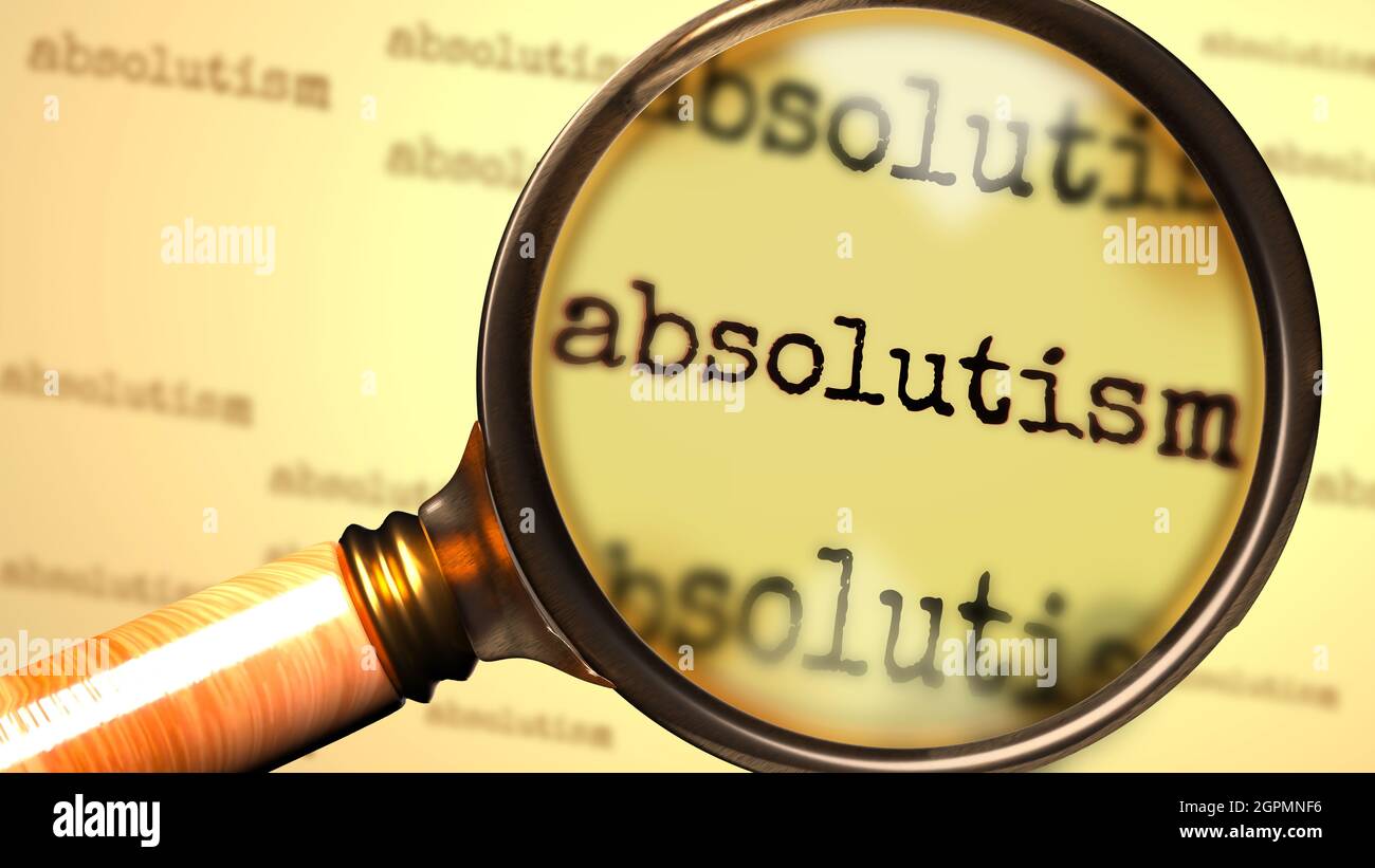 Absolutism and a magnifying glass on English word Absolutism to ...