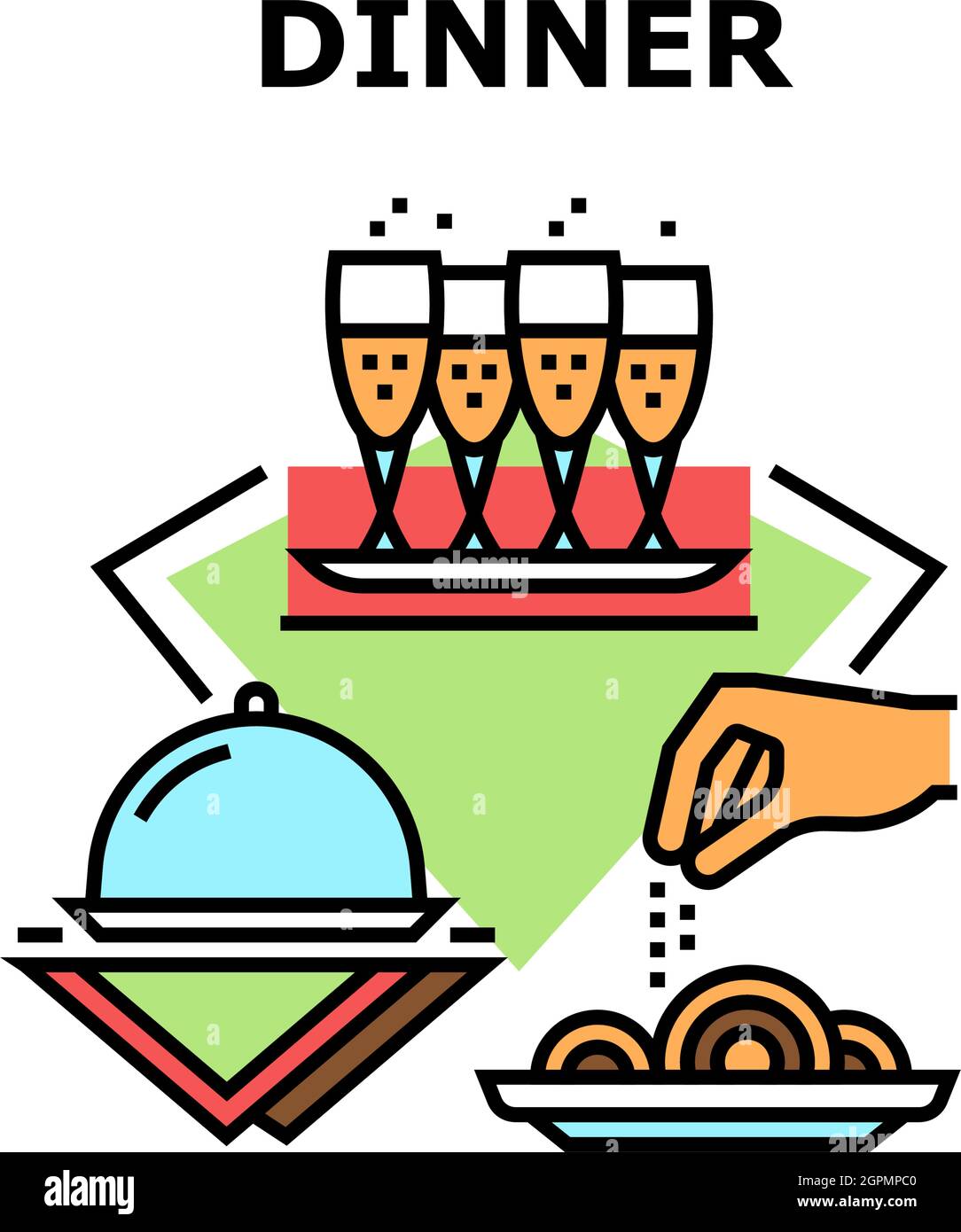 Dinner Enjoyment Vector Concept Color Illustration Stock Vector Image ...