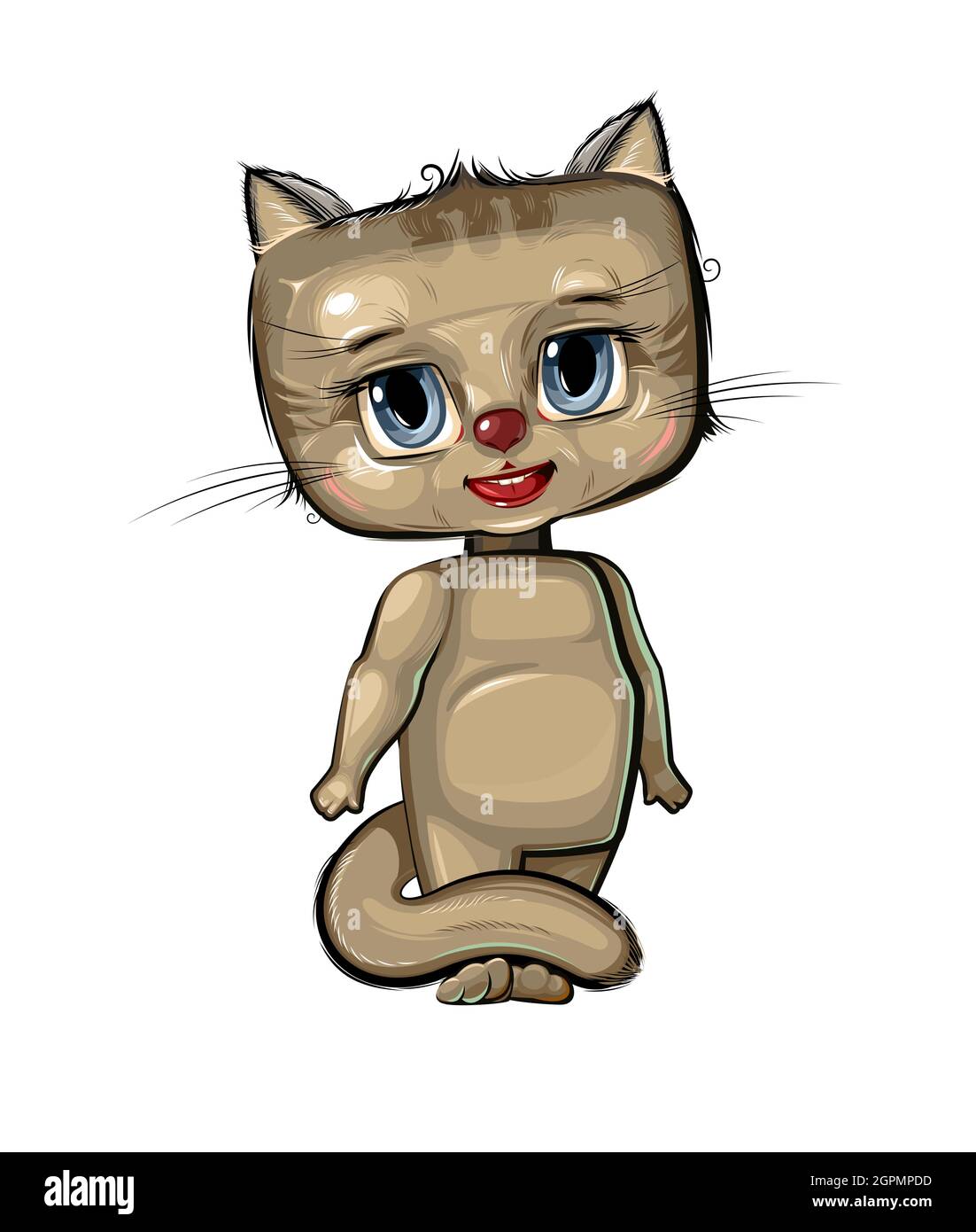 Cute Kitten stand. Good animal. Cartoon style. Illustration for ...