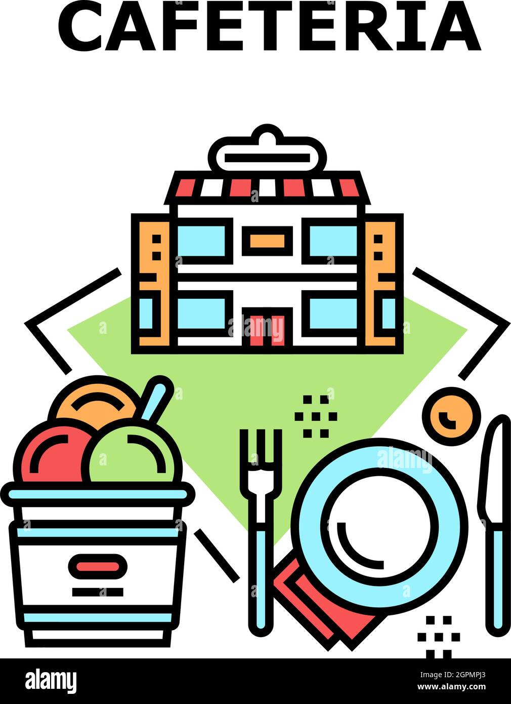 Cafeteria Food Vector Concept Color Illustration Stock Vector Image ...