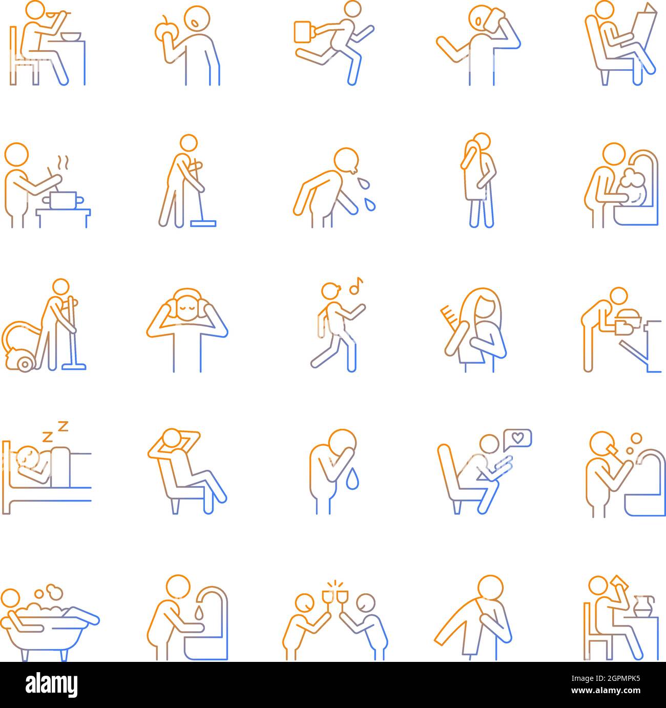 Human Behaviour Gradient Linear Vector Icons Set Stock Vector Image