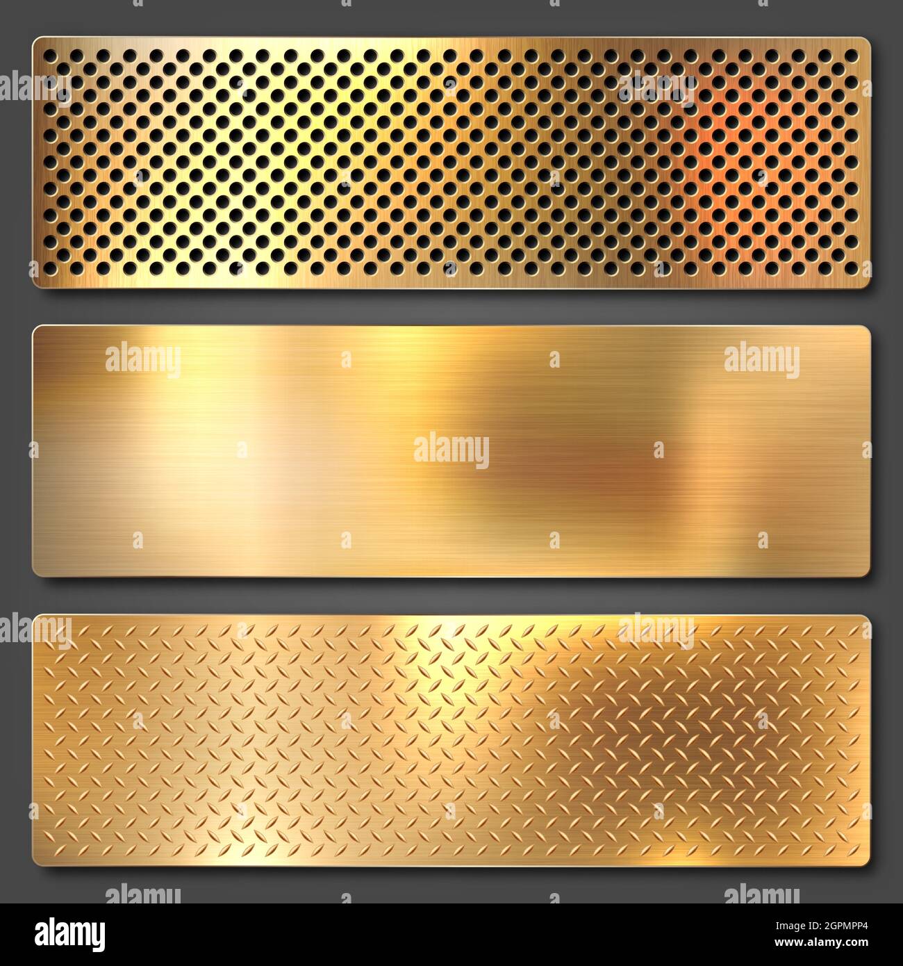 Realistic brushed metal textures set. Polished stainless steel ...