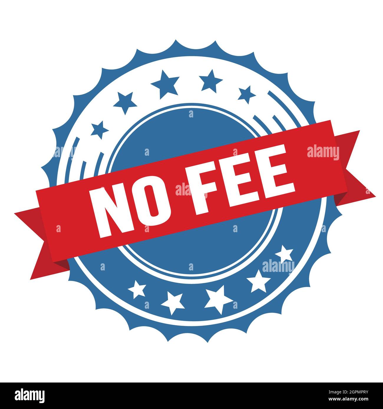 NO FEE text on red blue ribbon badge stamp Stock Photo - Alamy