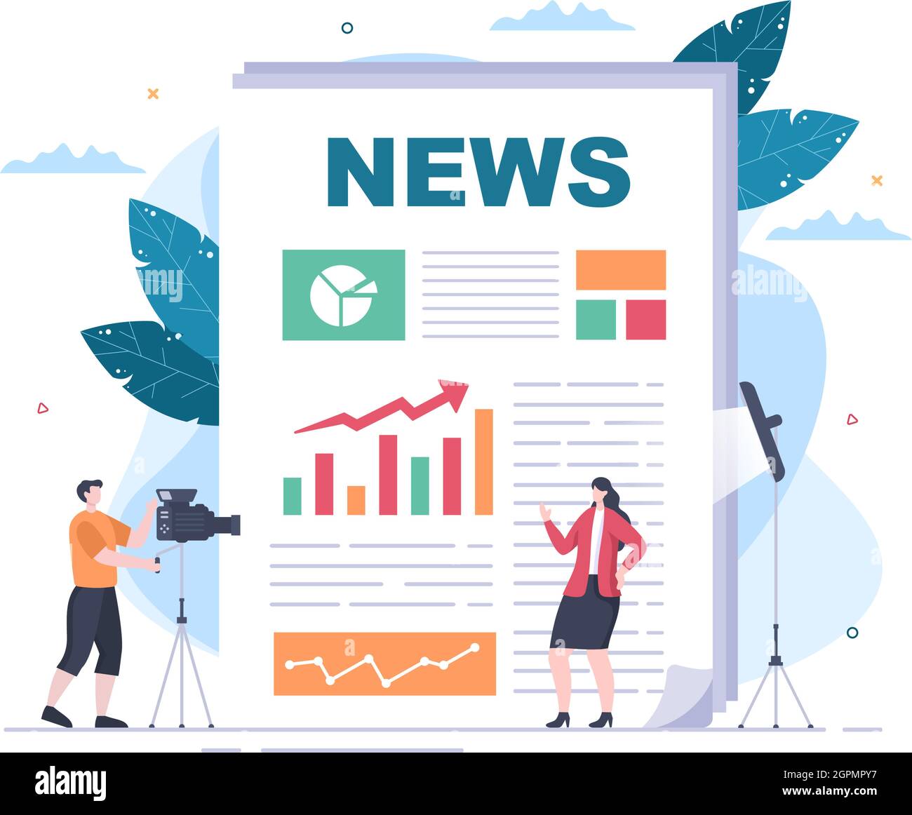 Breaking News Reporter Background Vector Illustration With Broadcaster ...