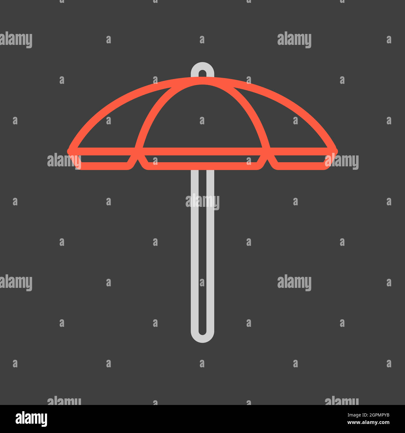 Beach parasol flat vector icon on dark background Stock Vector Image ...