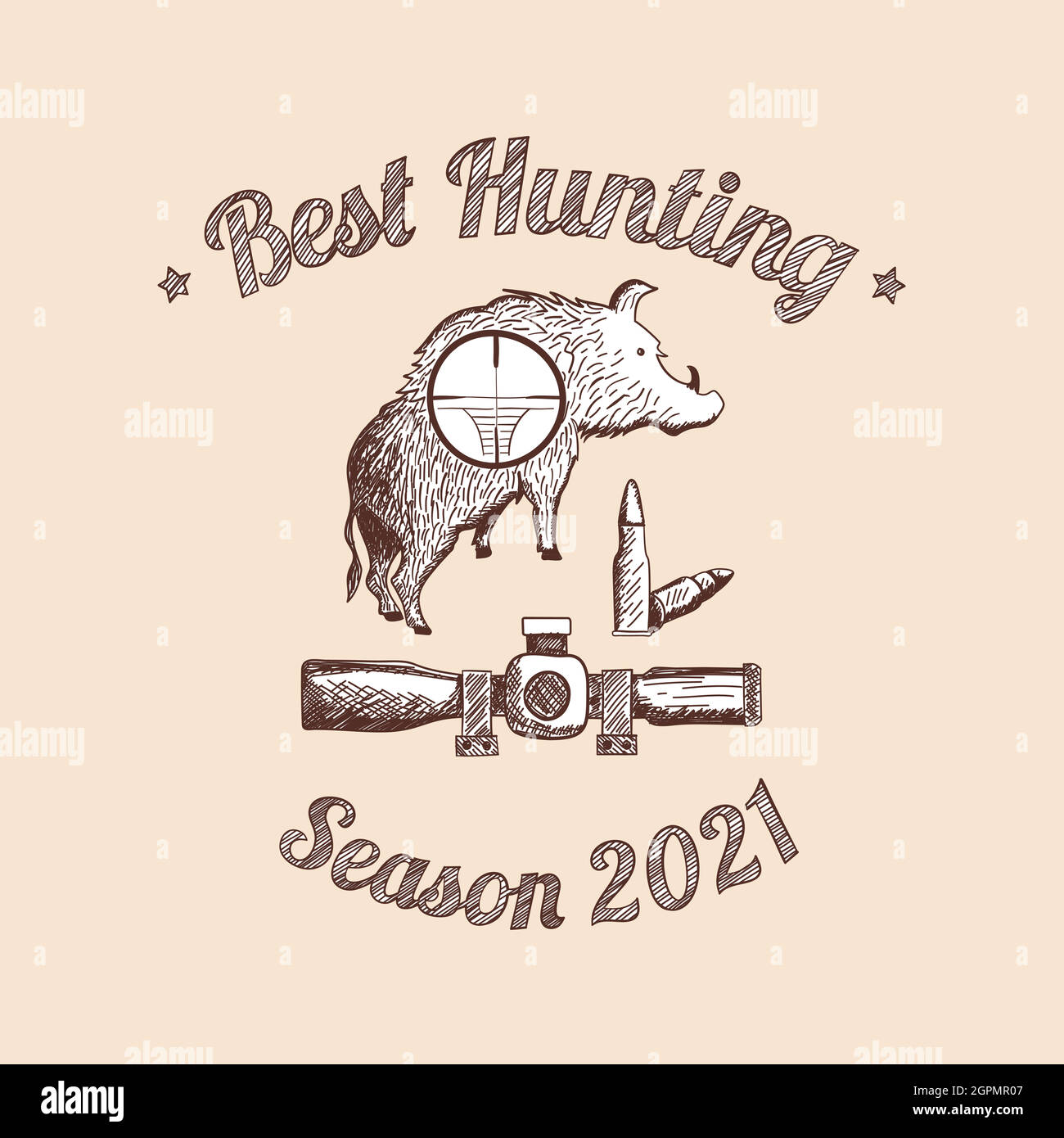 Hunting Retro Sketch Design Stock Vector Image & Art - Alamy