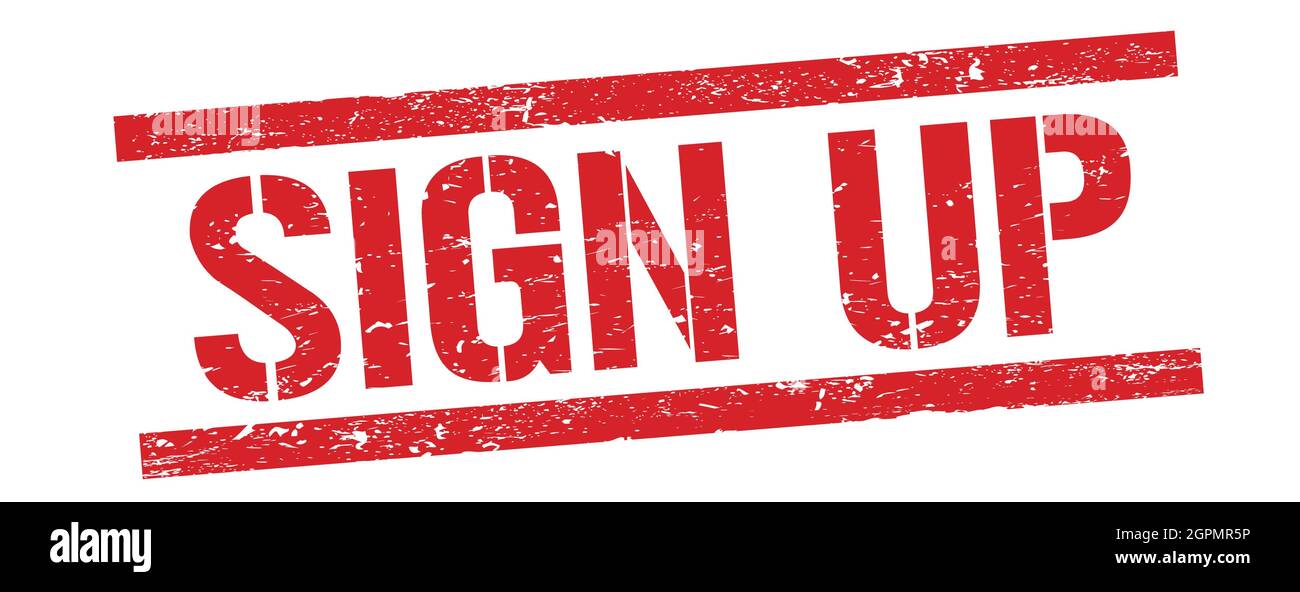 SIGN UP text on red grungy rectangle stamp sign Stock Photo - Alamy