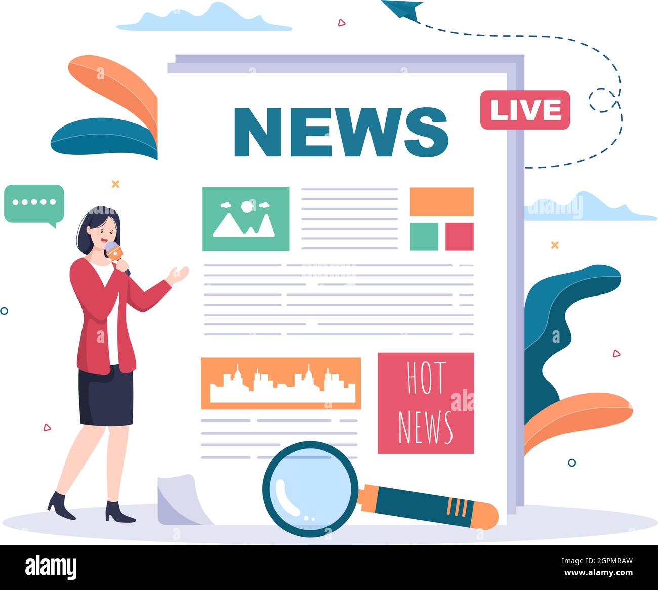 Breaking News Reporter Background Vector Illustration With Broadcaster ...