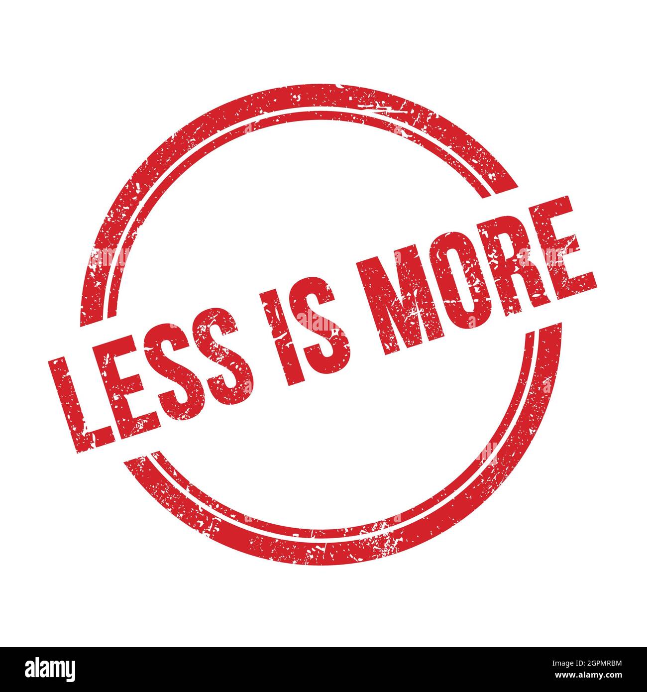 LESS IS MORE text written on red grungy vintage round stamp Stock Photo ...