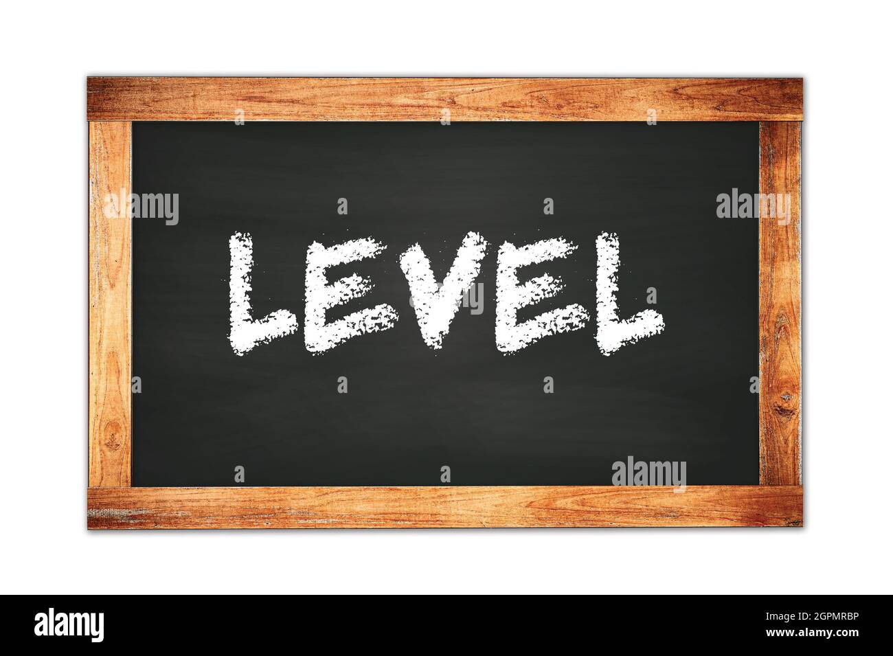 LEVEL text written on black wooden frame school blackboard Stock Photo ...