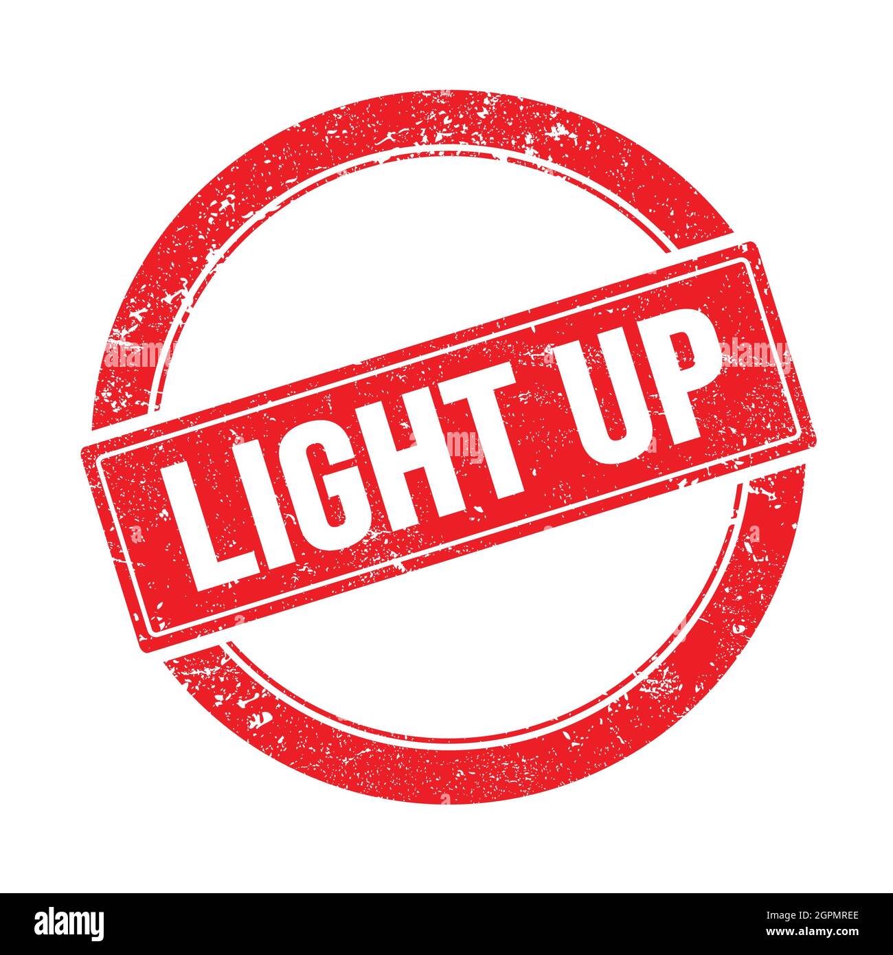 LIGHT UP text on red grungy round vintage stamp Stock Photo - Alamy