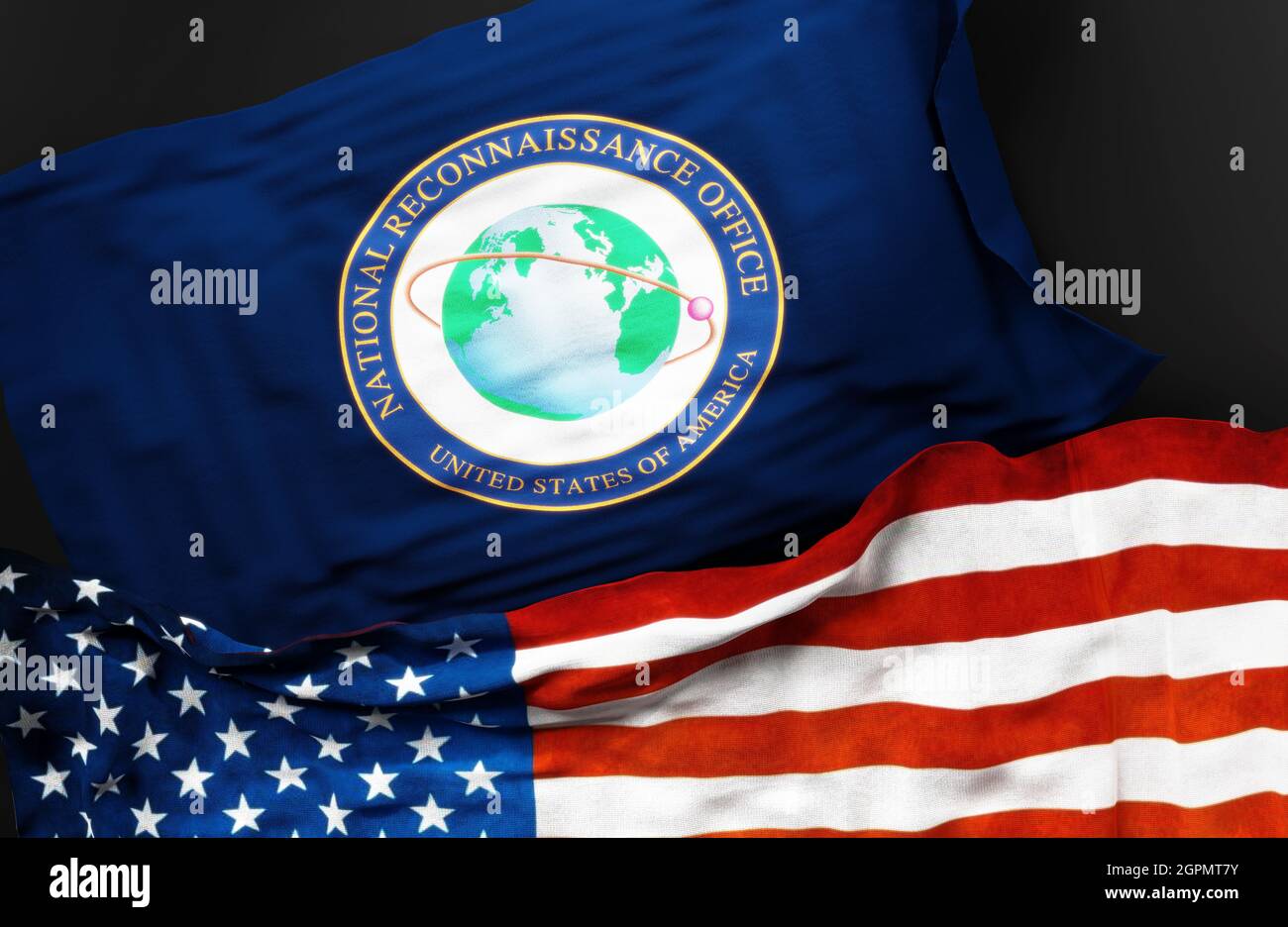 Flag of the National Reconnaissance Office along with a flag of the ...