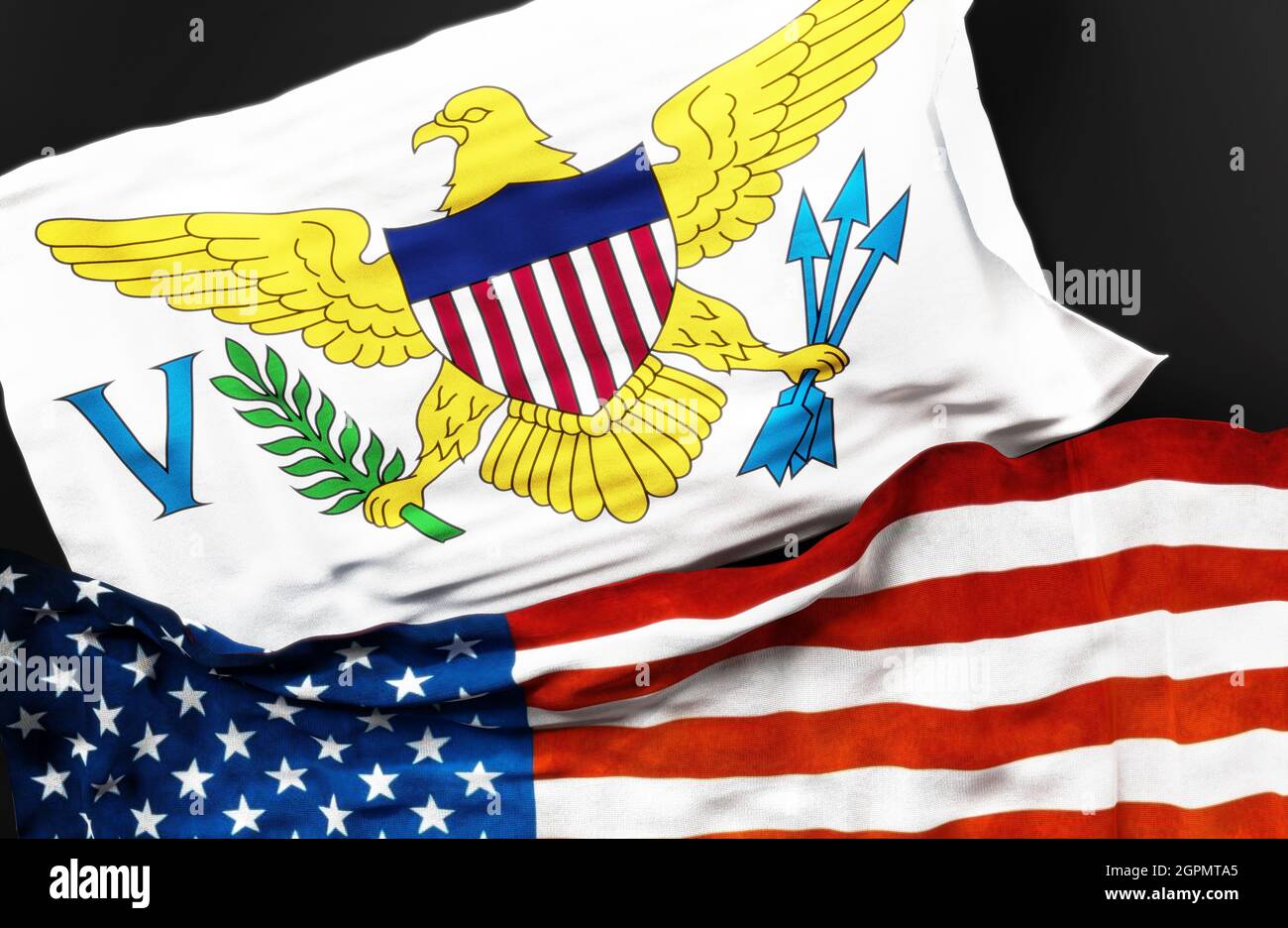 Flag of the United States Virgin Islands along with a flag of the ...