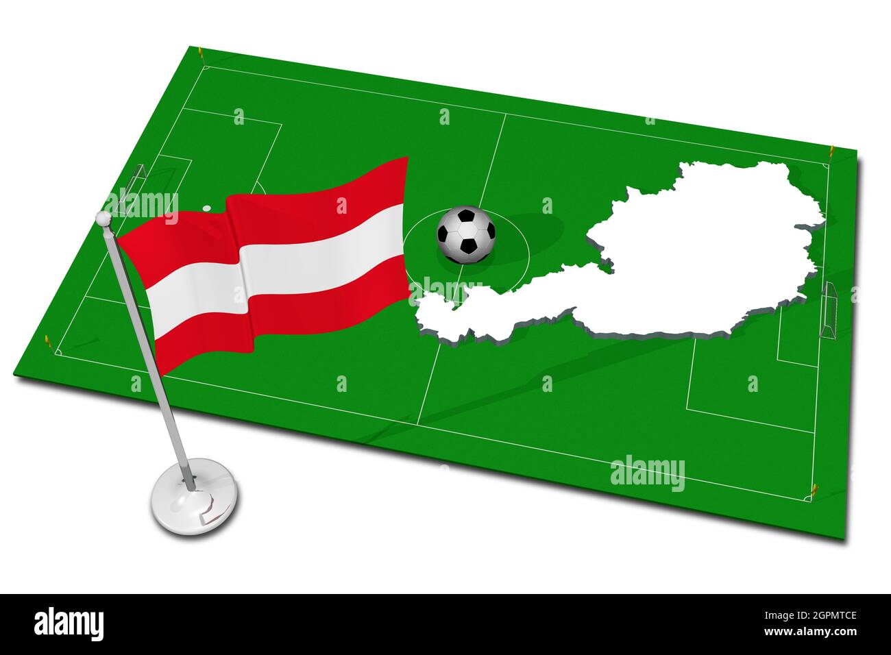 Austria. National flag with soccer ball in the foreground. Sport ...