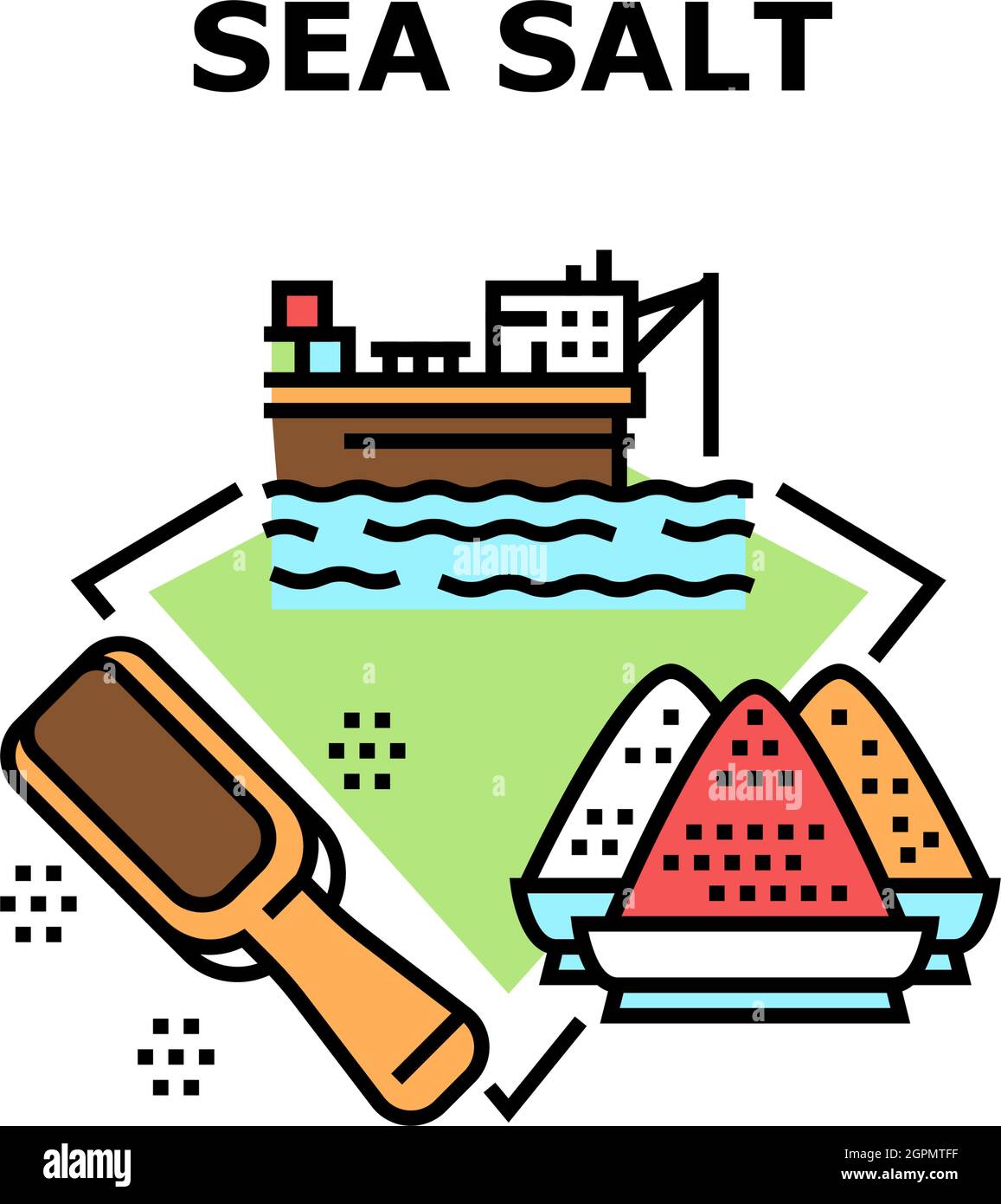 Sea Salt Production Concept Color Illustration Stock Vector Image & Art ...