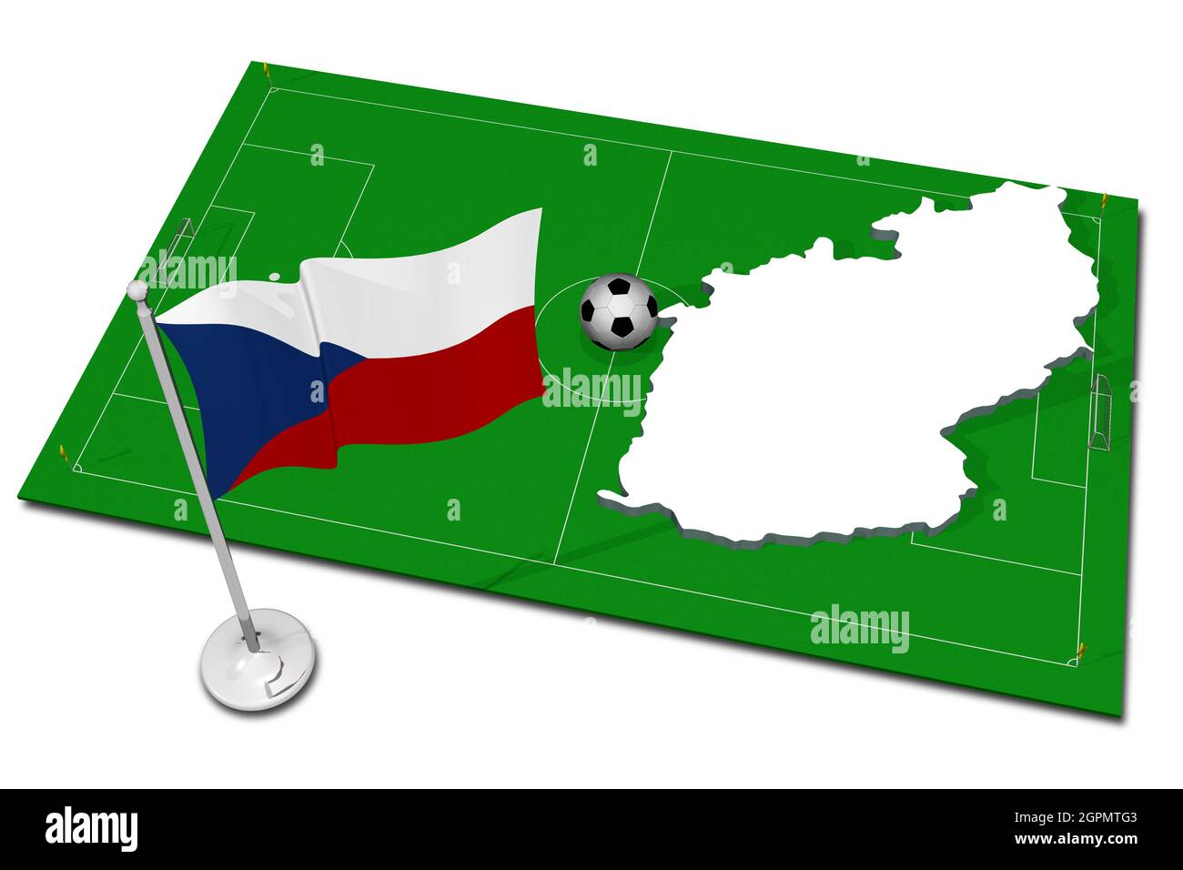 Czech Republic. Czechoslovakia. National flag with soccer ball in the ...