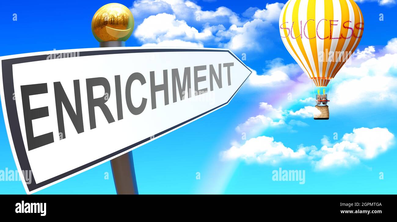 Enrichment leads to success - shown as a sign with a phrase Enrichment ...