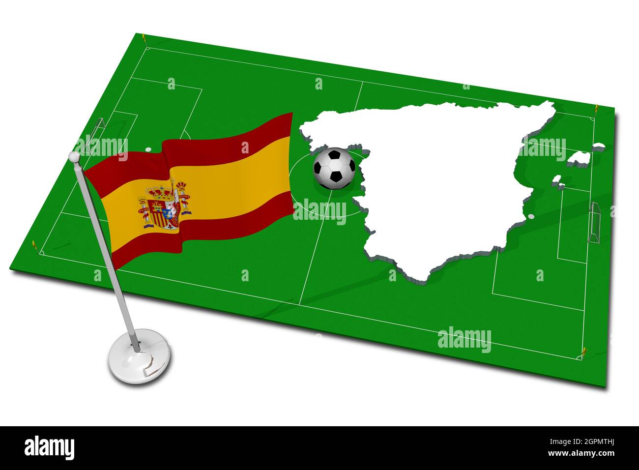 Spain. National flag with soccer ball in the foreground. Sport football ...