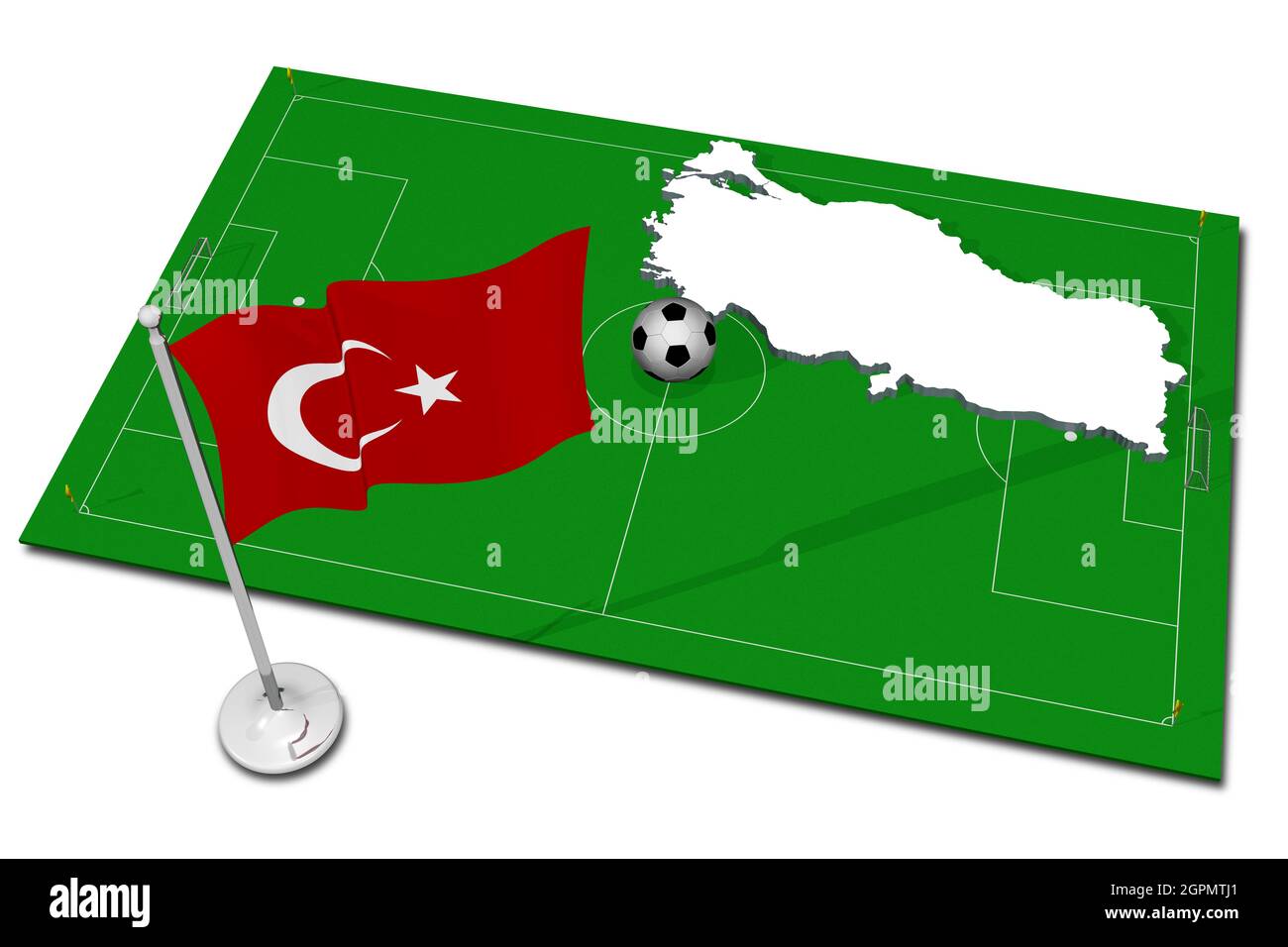 Turkey. National flag with soccer ball in the foreground. Sport ...