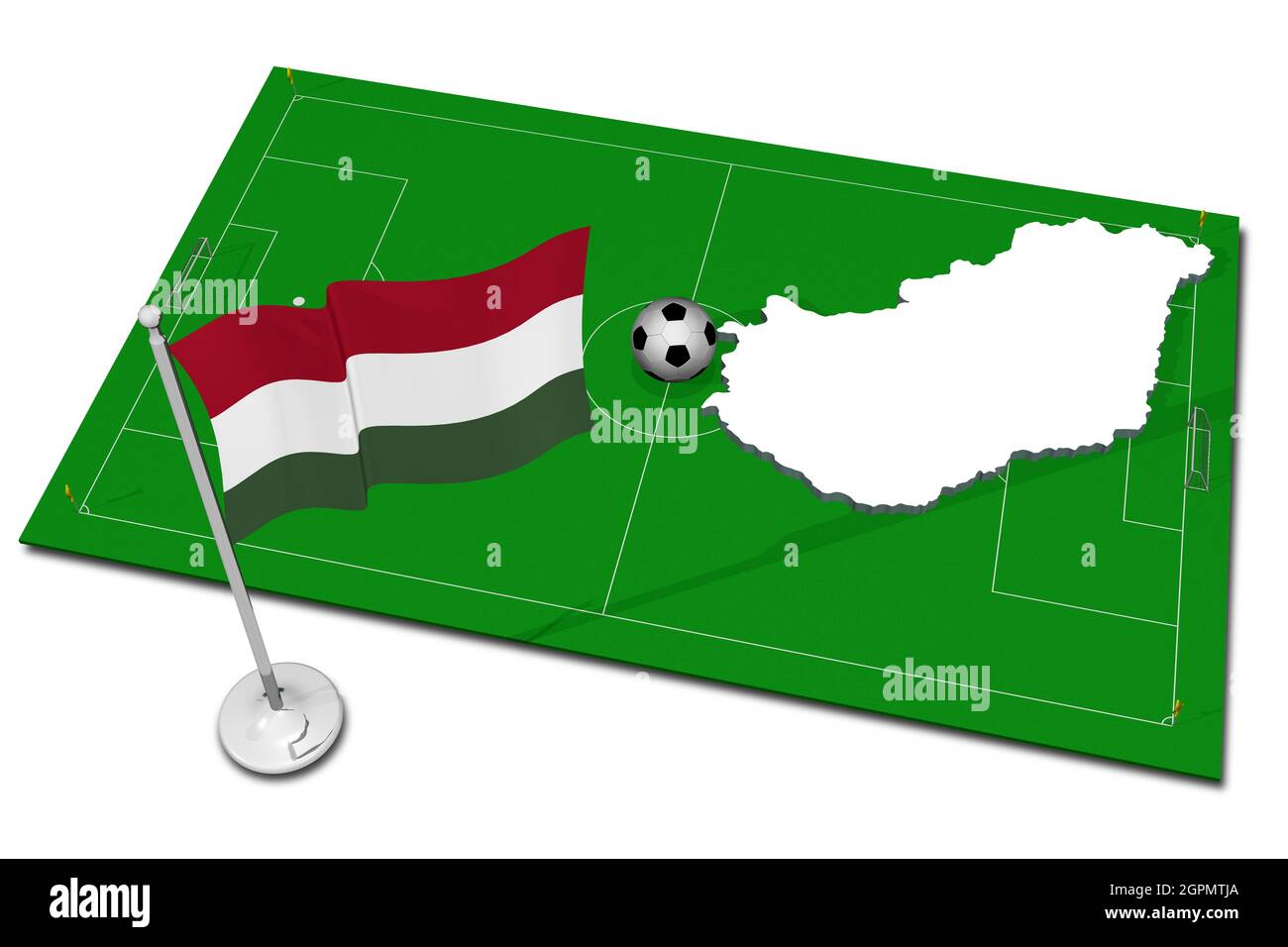 Hungary. National flag with soccer ball in the foreground. Sport ...